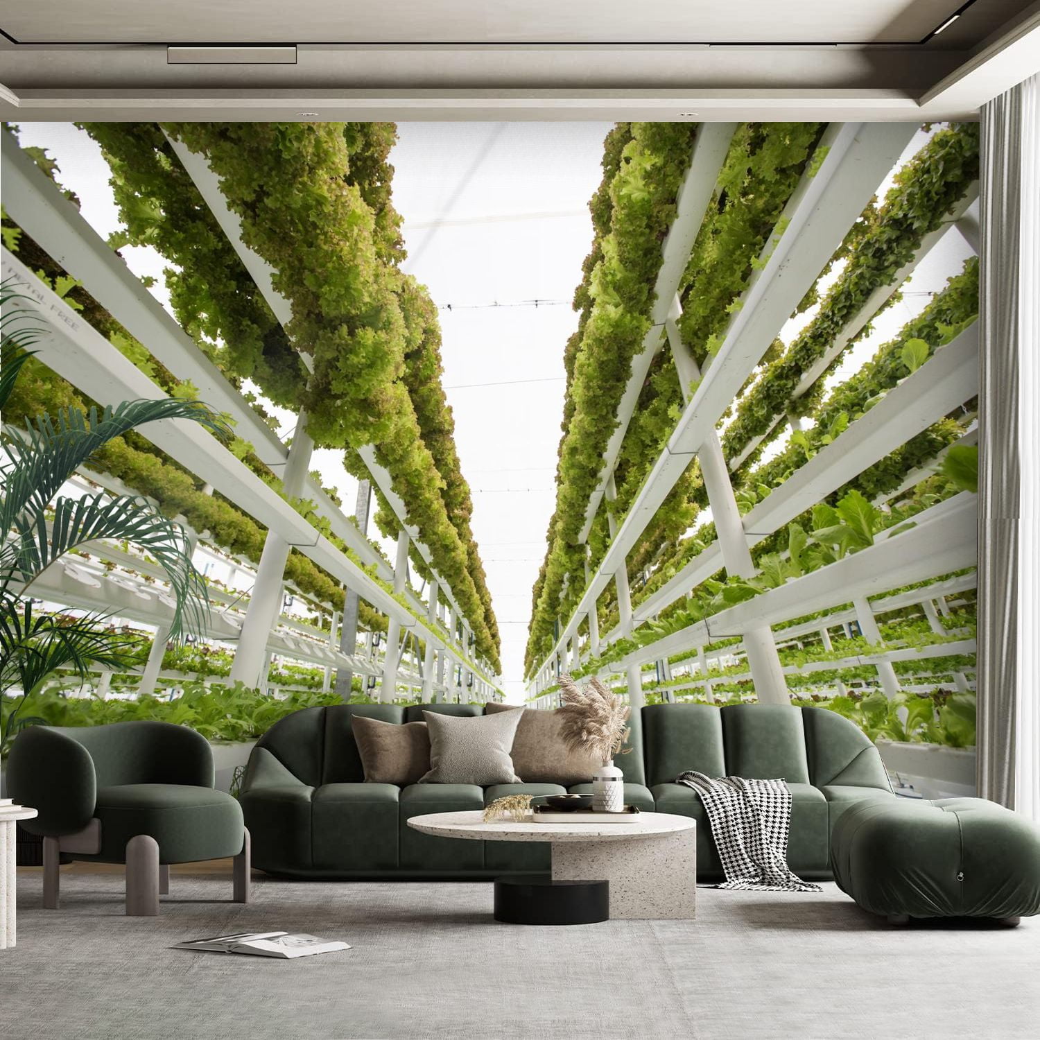 Peel and Stick Canvas Wallpaper Wall Mural hydroponic vertical farm ...