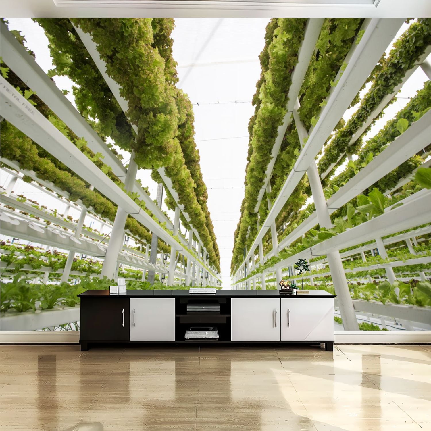 Peel and Stick Canvas Wallpaper Wall Mural hydroponic vertical farm ...