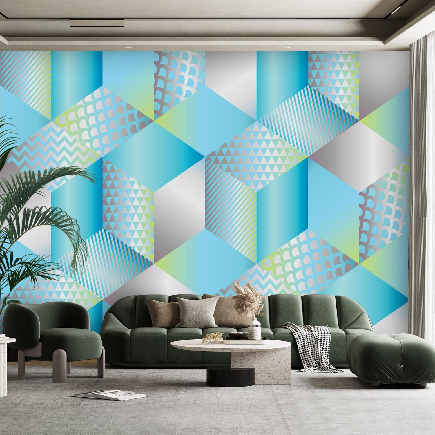 Peel and Stick Canvas Wallpaper Wall Mural luxury geometric shapes ...
