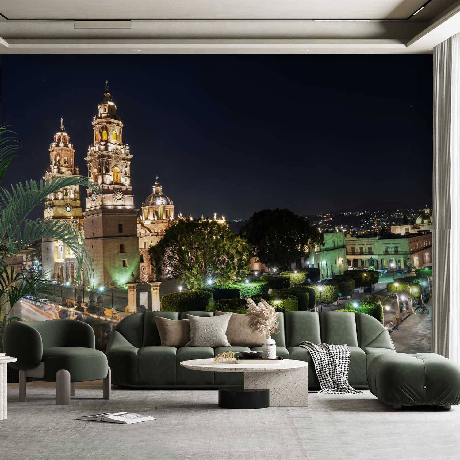 Peel and Stick Canvas Wallpaper Wall Mural morelia cathedral night ...