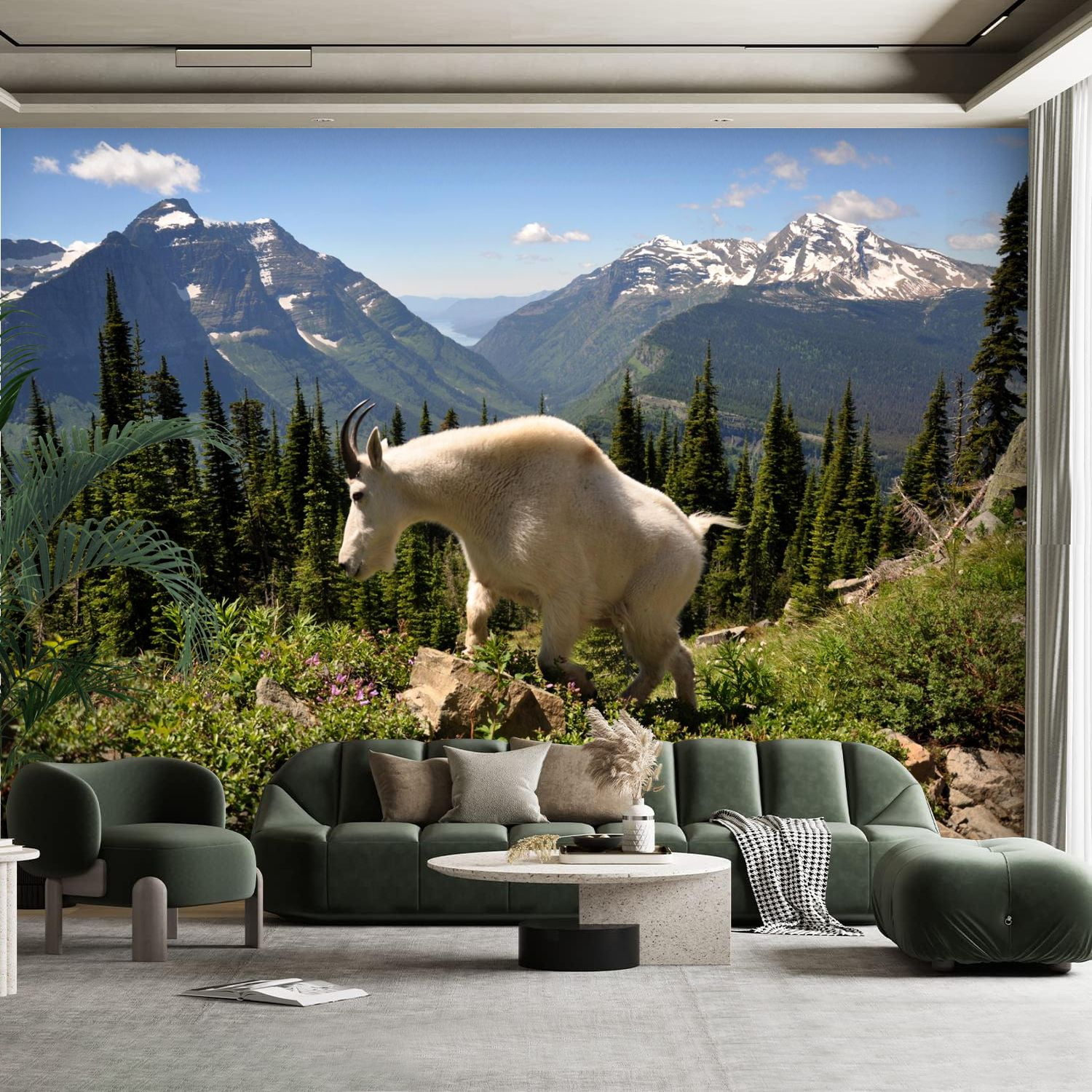 Peel and Stick Canvas Wallpaper Wall Mural mountain goat highline trail ...