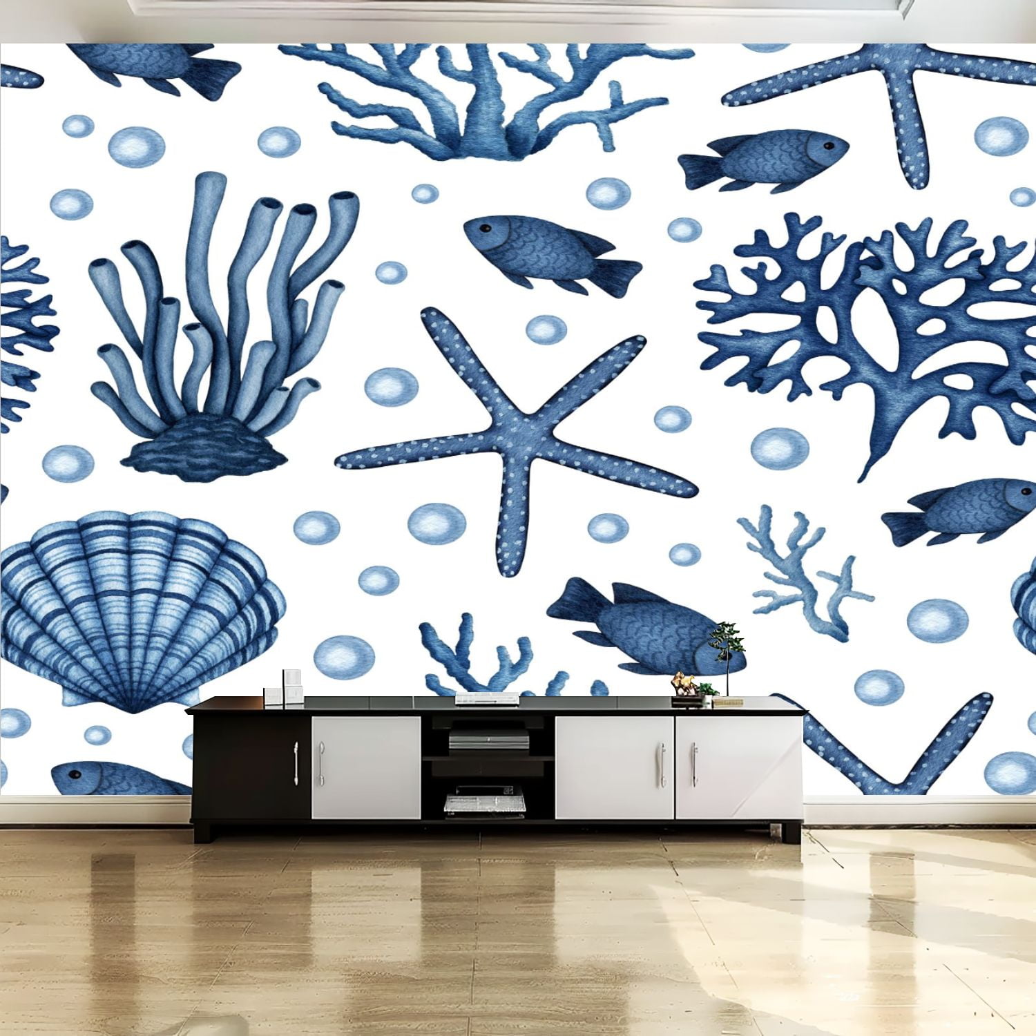 Peel and Stick Canvas Wallpaper Wall Mural seamless pattern Watercolor ...