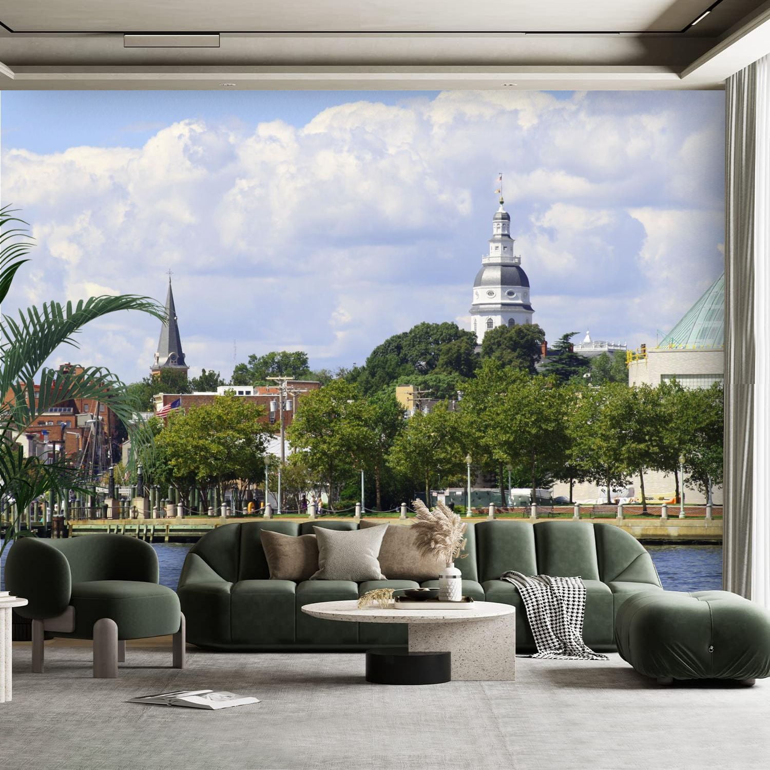 Peel and Stick Canvas Wallpaper Wall Mural state house colonial ...