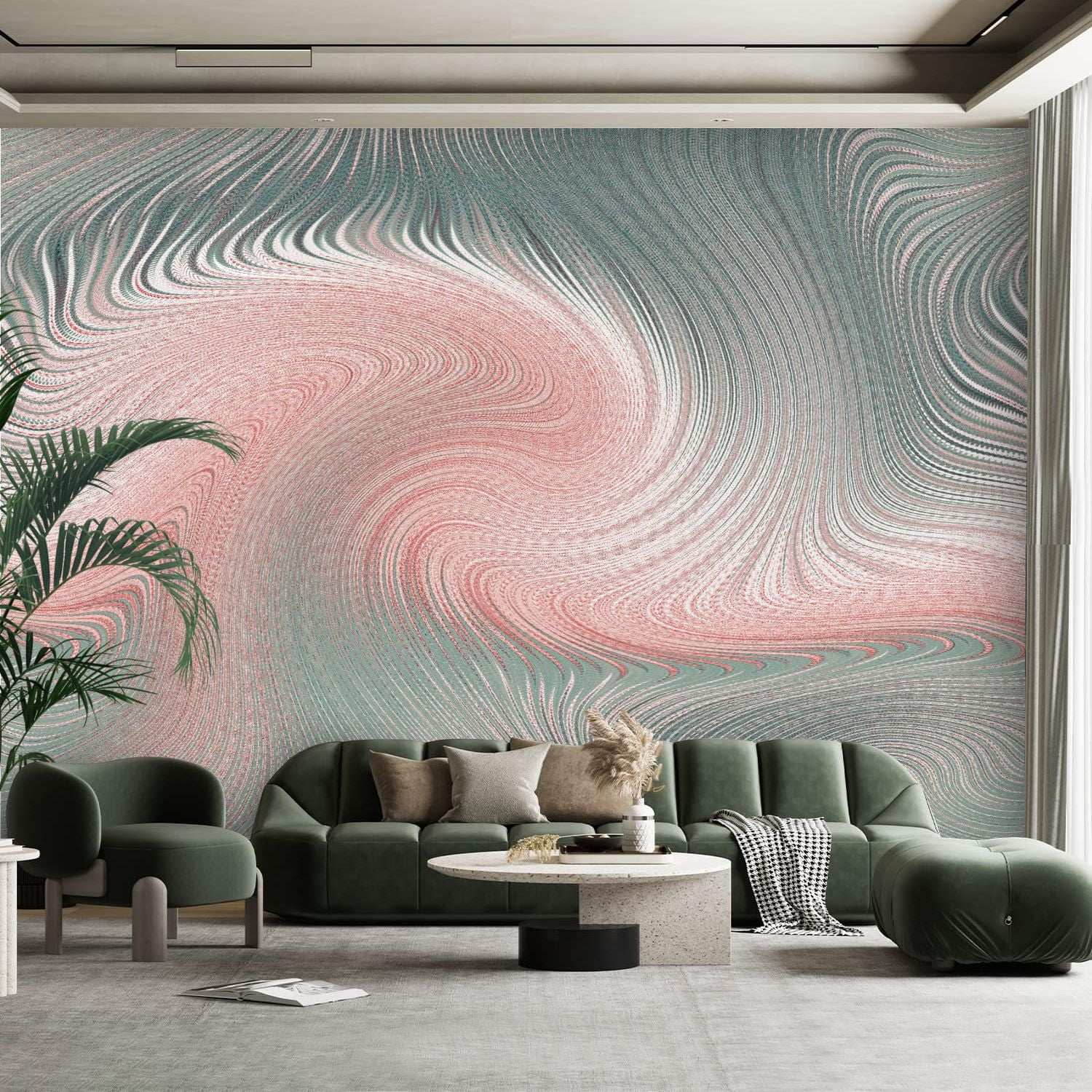 Peel and Stick Canvas Wallpaper Wall Mural swirl earthly colors Liquid ...