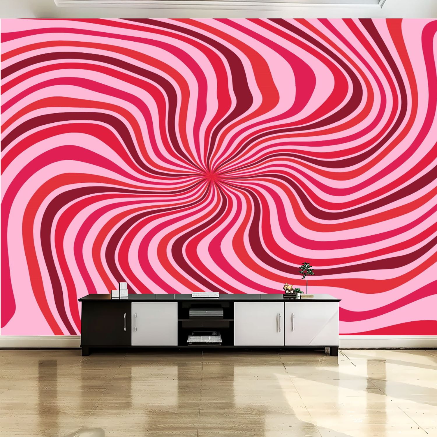 Peel and Stick Canvas Wallpaper Wall Mural swirl twirl spiral 70s Retro ...