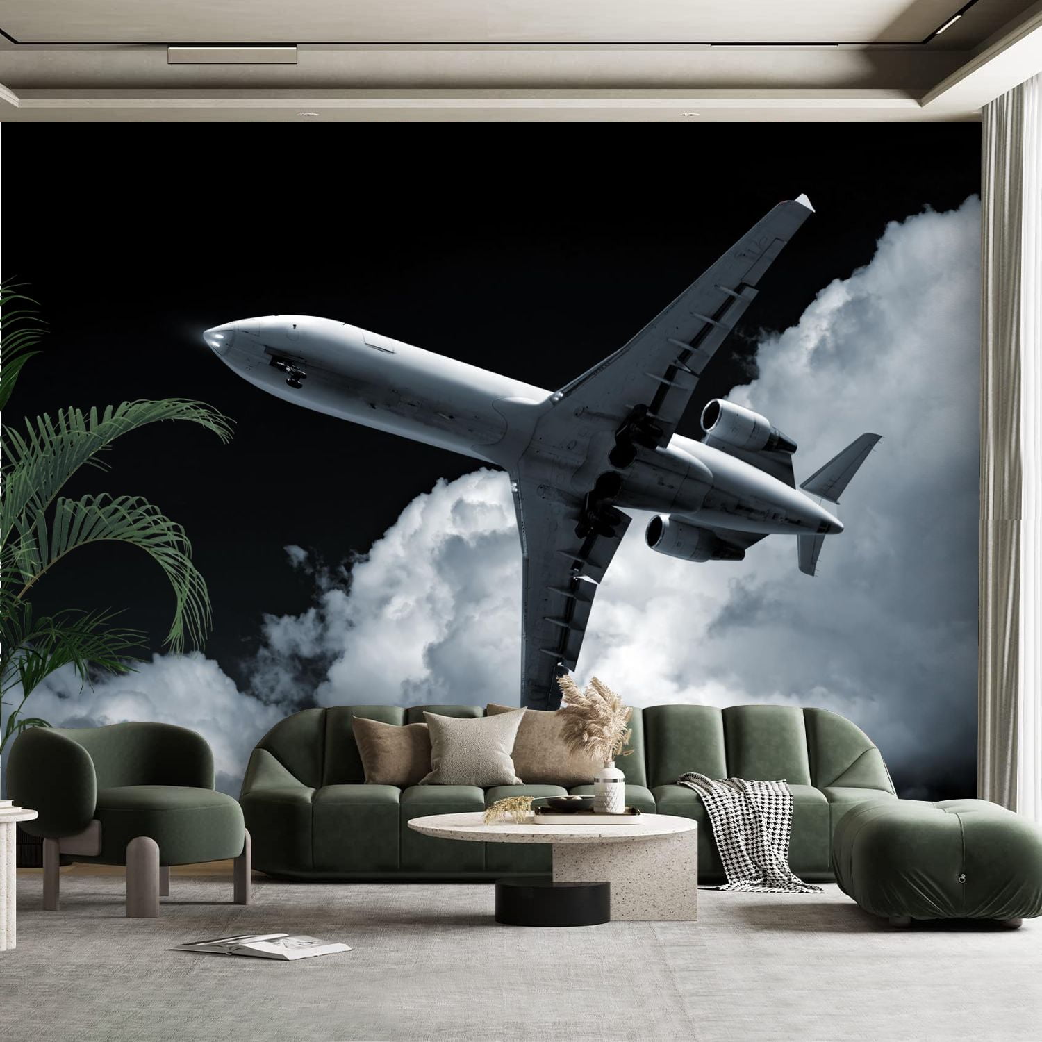 Peel and Stick Canvas Wallpaper Wall Mural xl corporate jet airplane ...