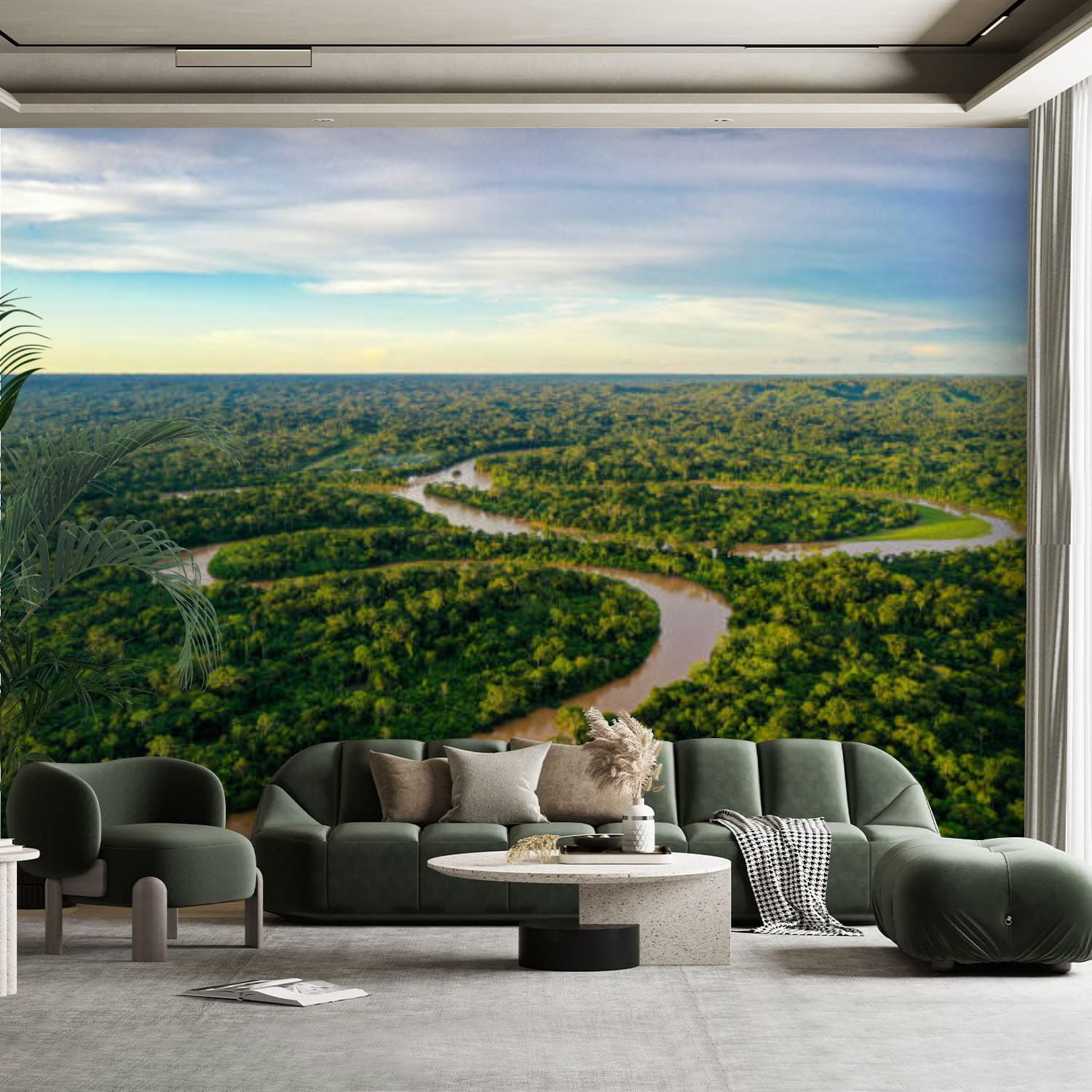 Peel and Stick Canvas Wallpaper Wall MuralAerial view tropical forest ...
