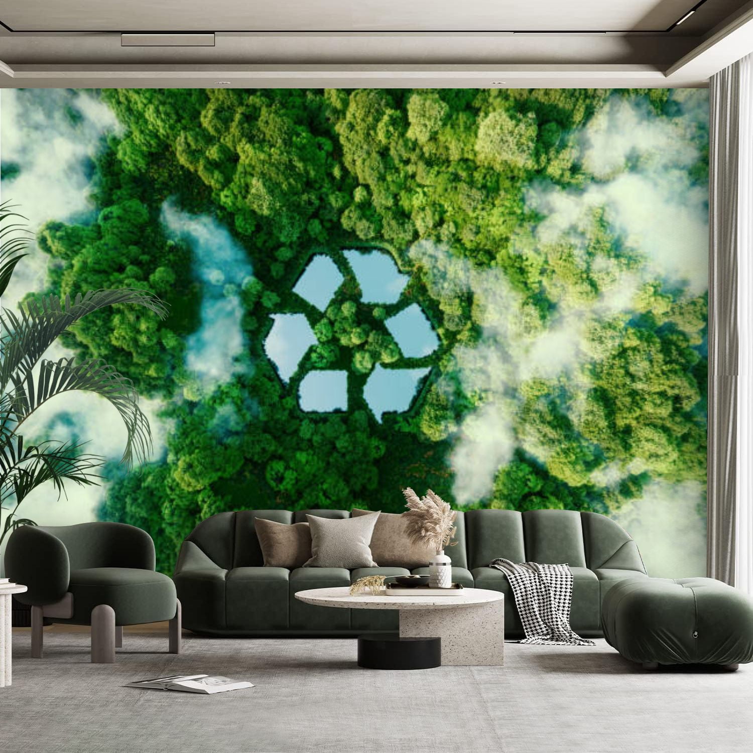 Peel and Stick Canvas Wallpaper Wall Murallake shape recycling sign ...