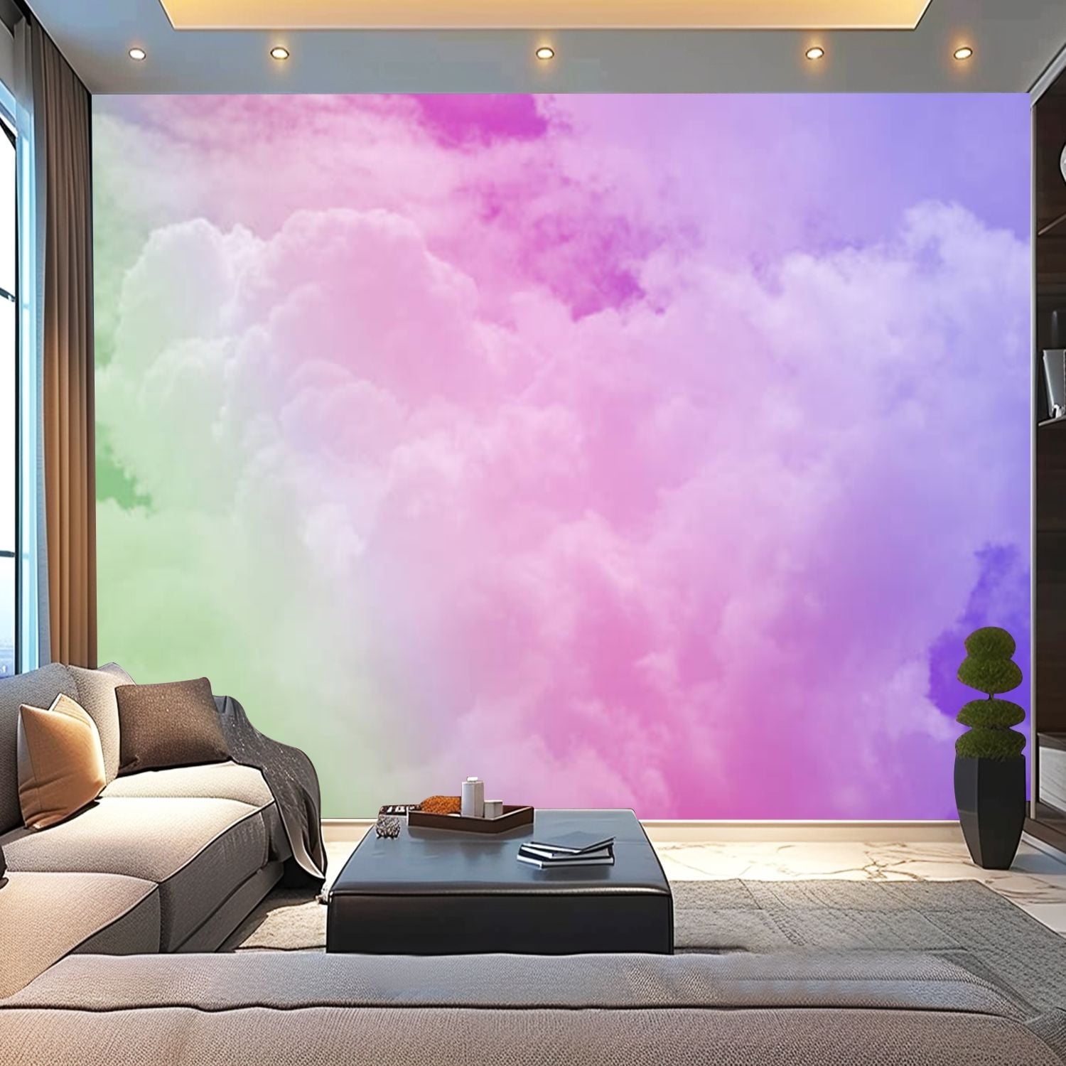 Peel and Stick Canvas Wallpaper beauty sweet pink vivid colorful fluffy ...