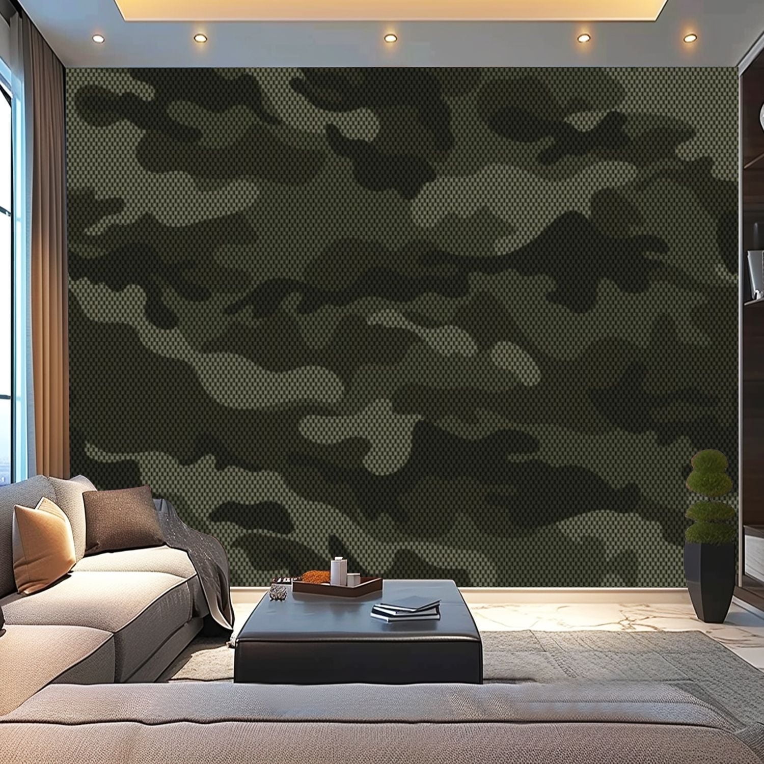 Peel and Stick Canvas Wallpaper khaki camouflage seamless pattern ...