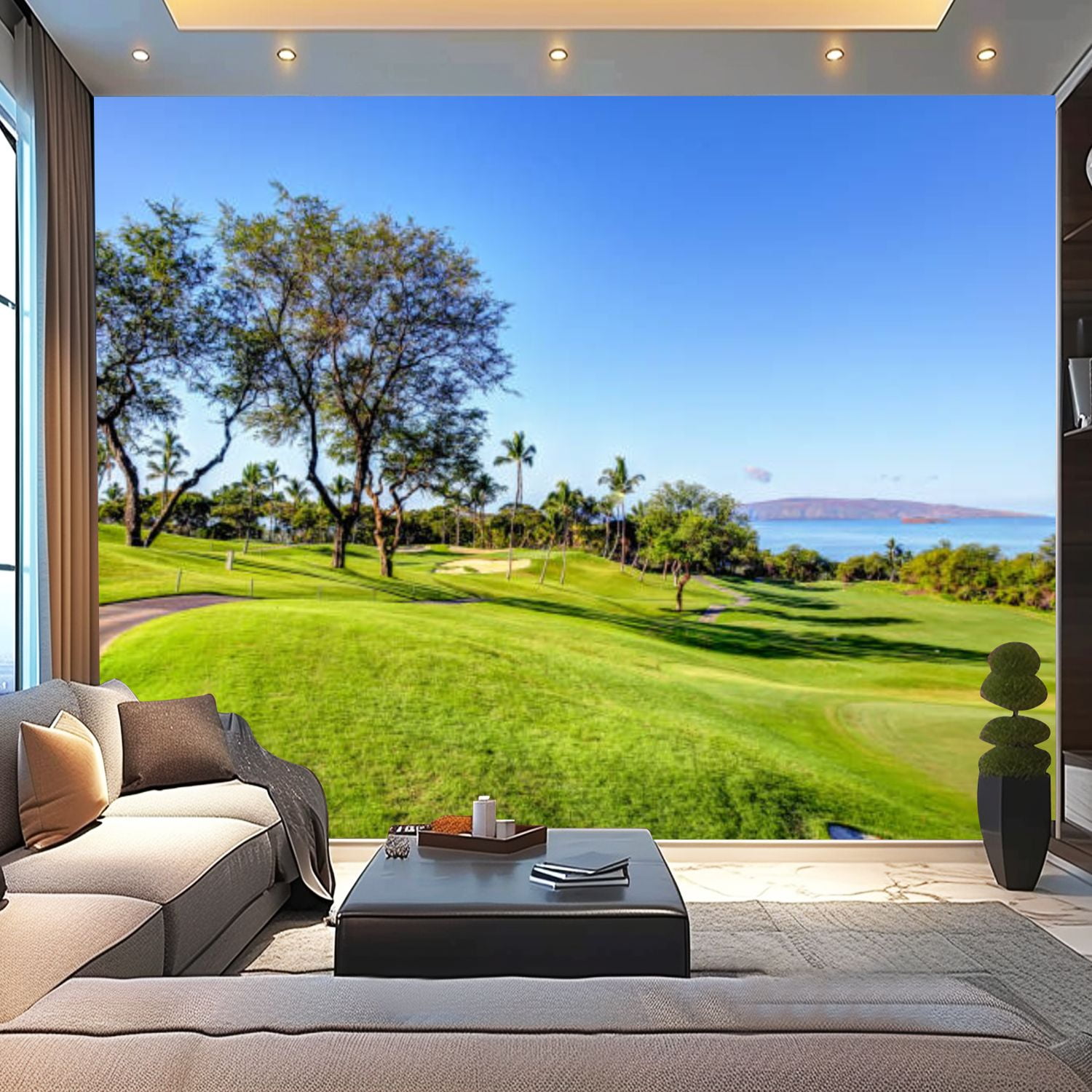 Peel and Stick Canvas Wallpaper tropical landscapes course Wailea ...