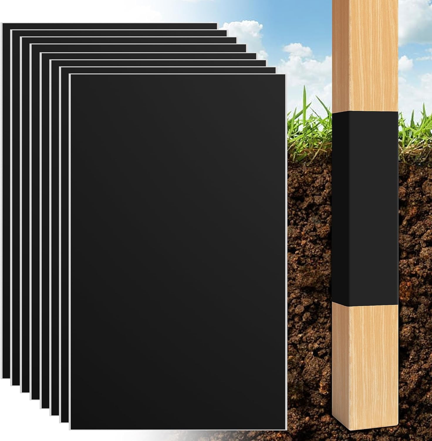 Ikerall 8 Pcs Fence Post Protection, 16.7 x 10.4 Inch Waterproof Fence ...