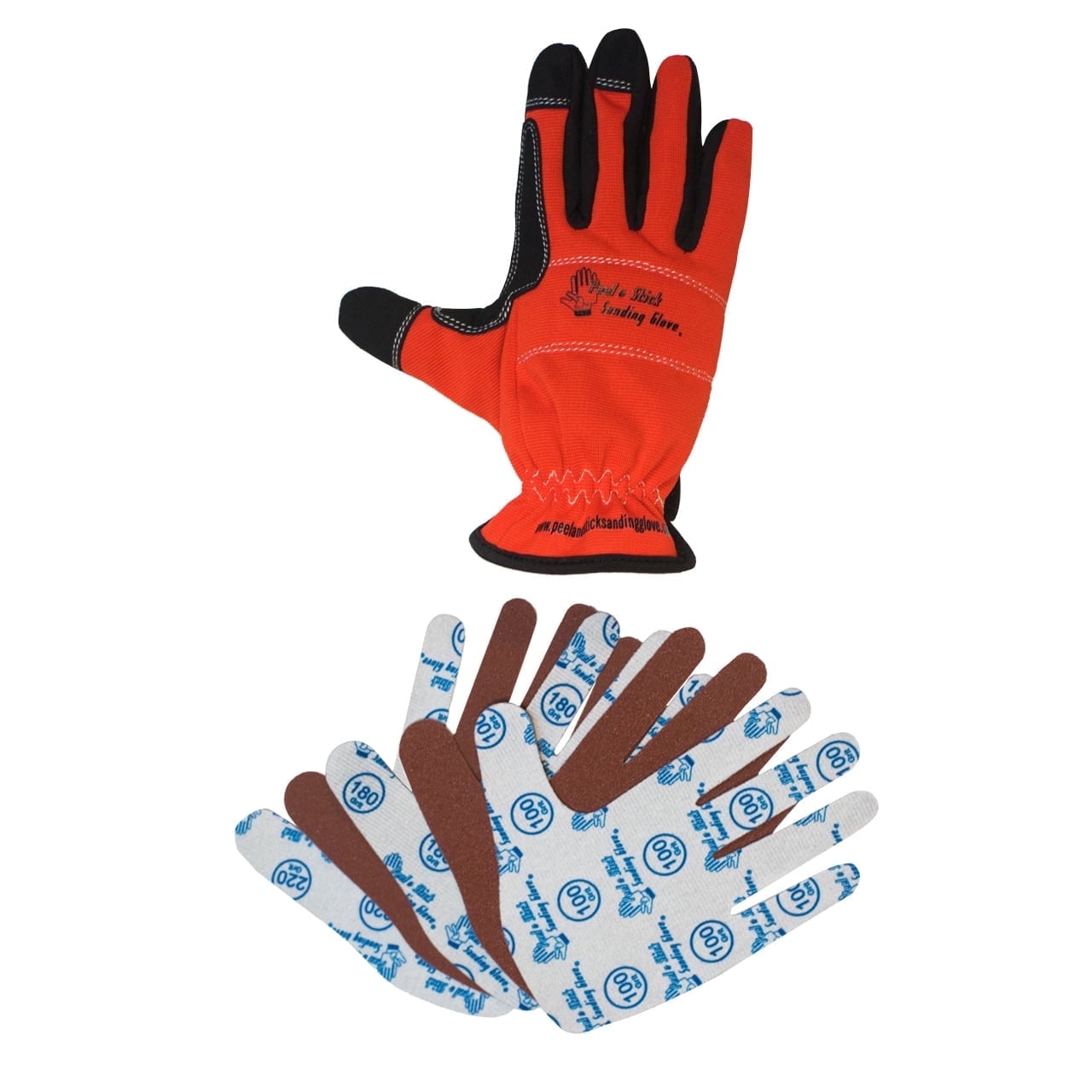 Peel & Stick Sanding Glove Set, Left Medium, Includes 5 Detachable ...
