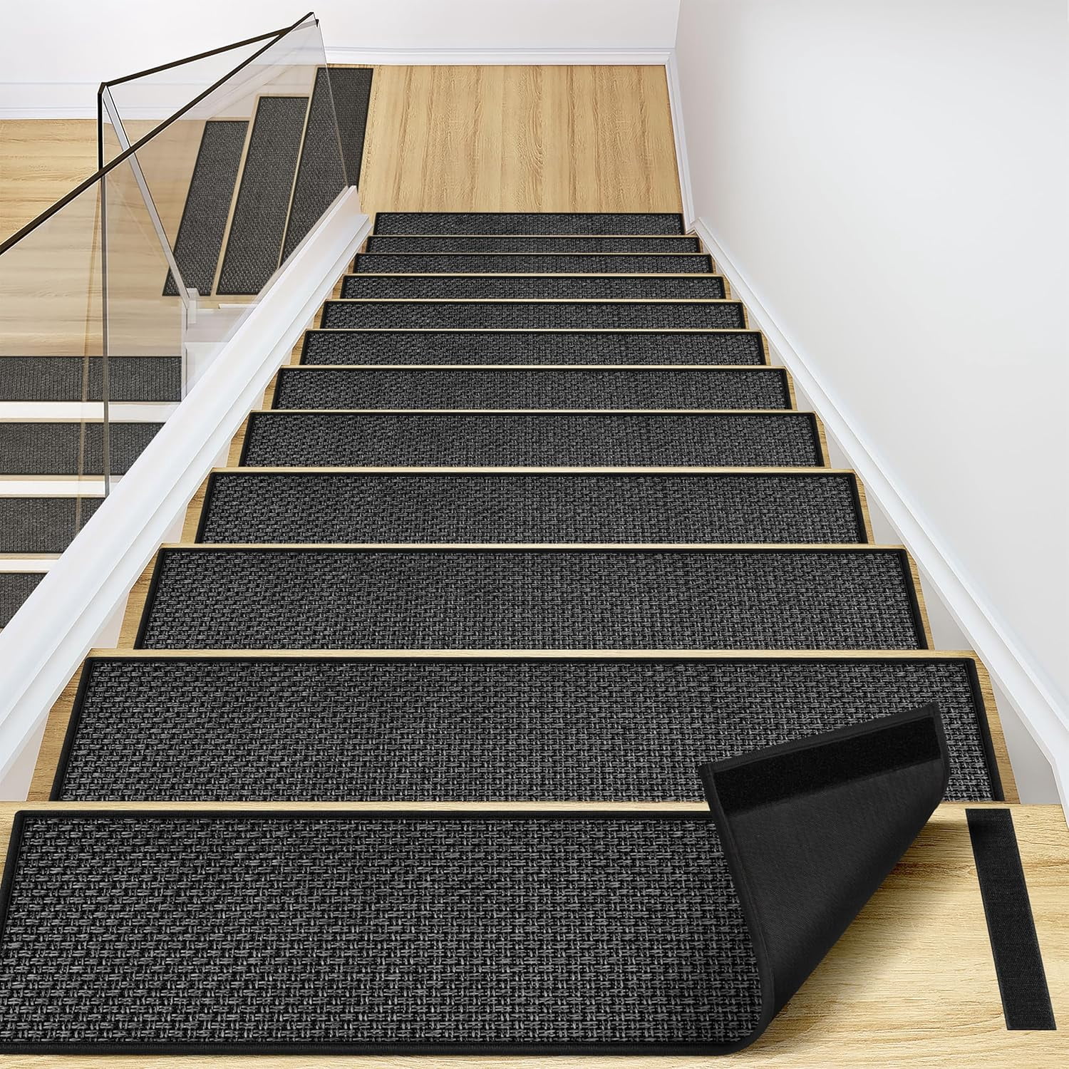Peel and Stick Stair Carpet Treads for Wooden Steps,15 Pack Indoor ...