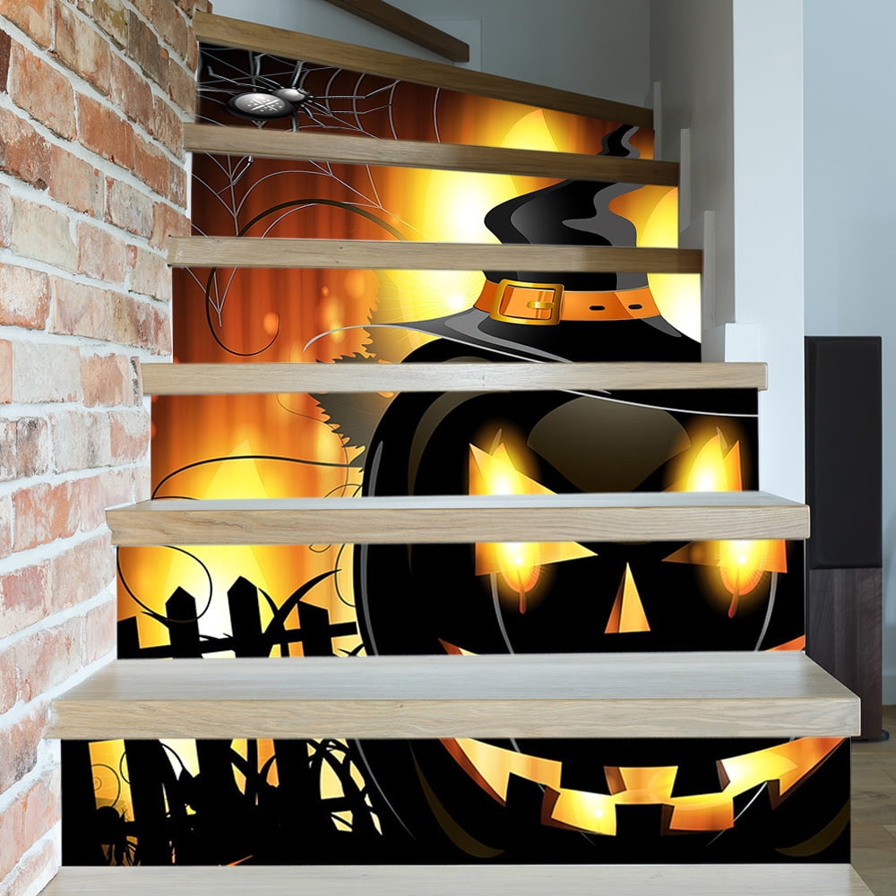 Peel and Stick Stair Risers Stickers, Halloween Devil Pumpkin Wall ...