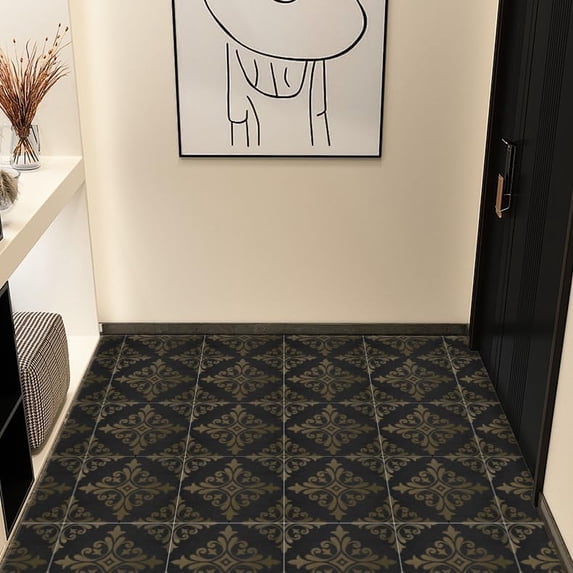 Peel and Stick Vinyl Floor Tiles, Gold Black 24PcsX20cm/8inch ...