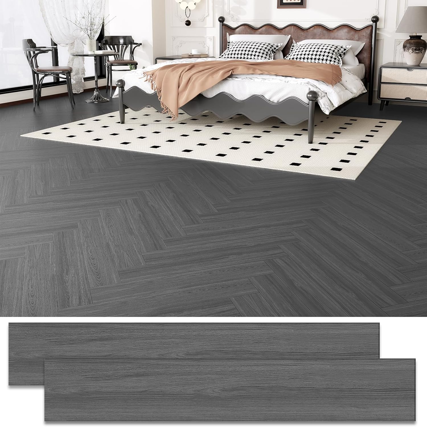 Peel and Stick Vinyl Floor Tiles Upgraded 0.07-Inch 36" x 6", 54 Sq. Ft ...