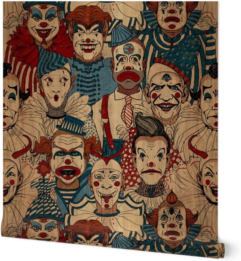 Peel & Stick Wallpaper 12ft x 2ft - Halloween Monsters Scary Clowns ...