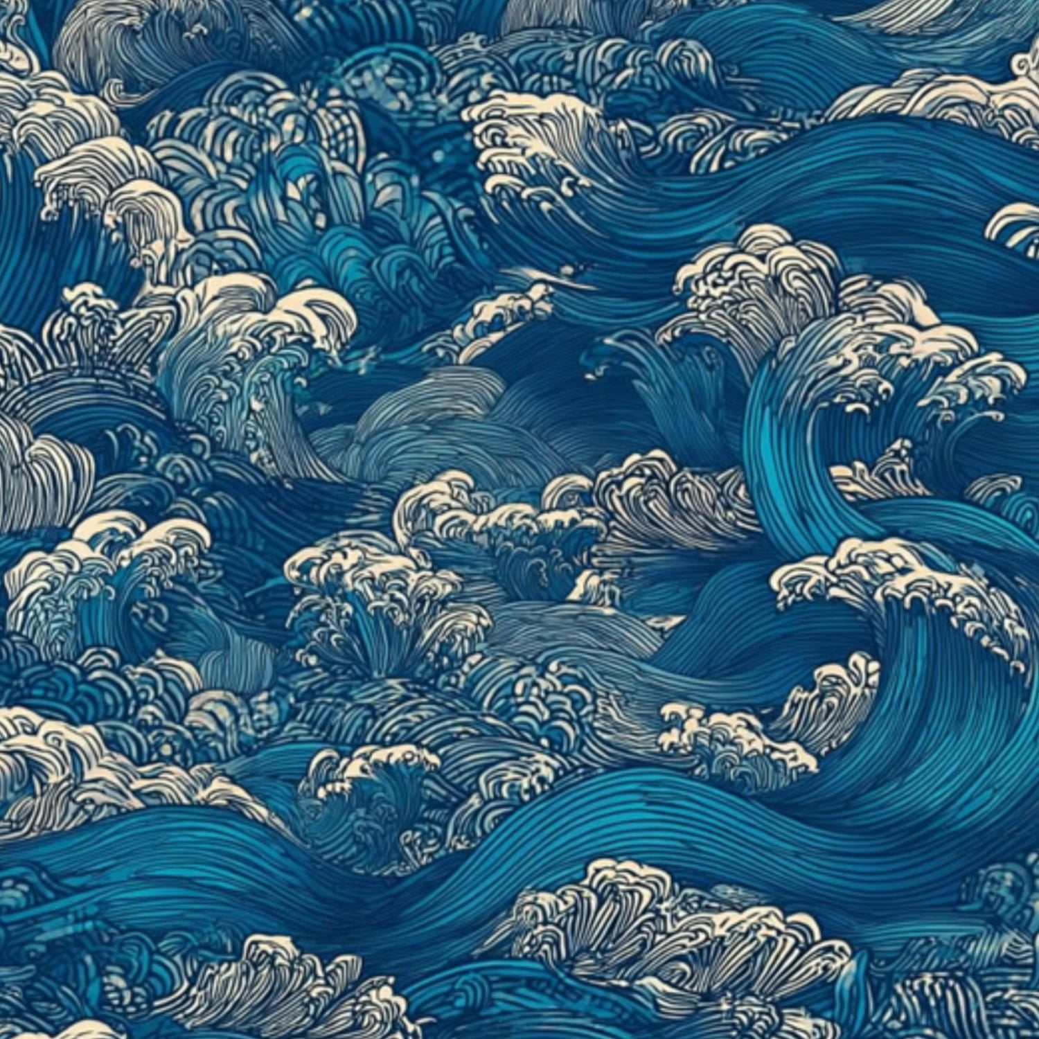 Peel and Stick Wallpaper 17.7in x 9.8ft Blue Ocean Waves Detailed Line ...