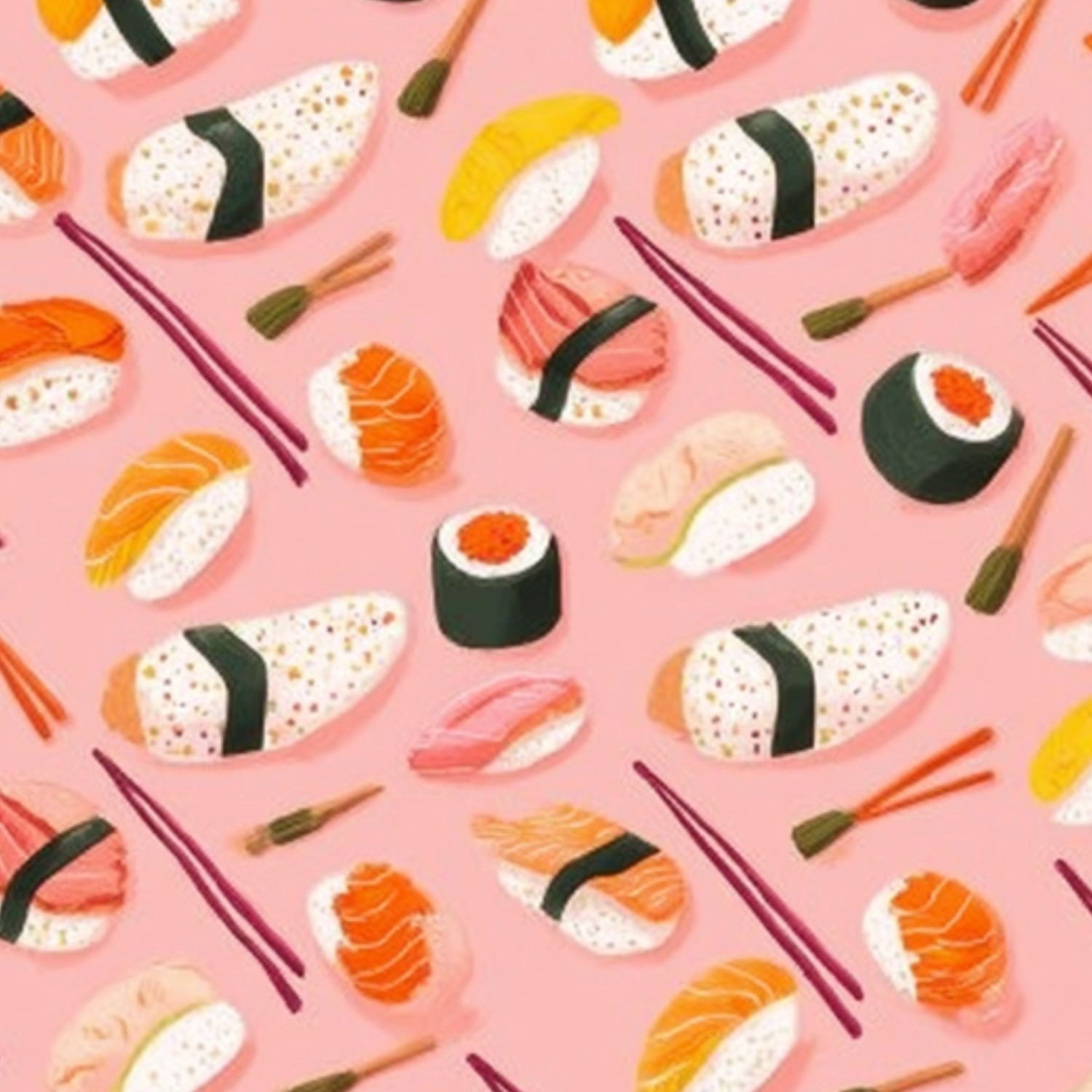 Peel and Stick Wallpaper 17.7in x 9.8ft Colorful Sushi Sashimi ...