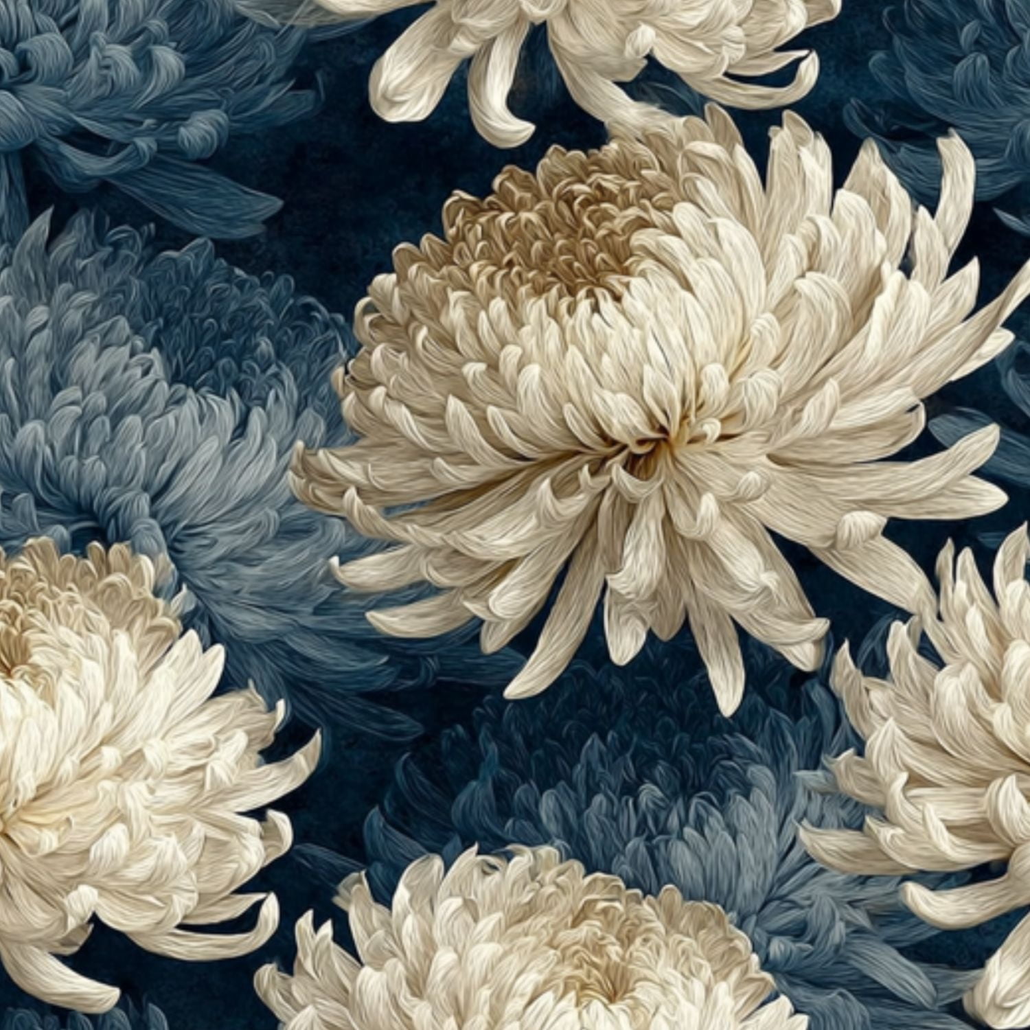 Peel and Stick Wallpaper 17.7in x 9.8ft Soft Beige Blue Chrysanthemum ...