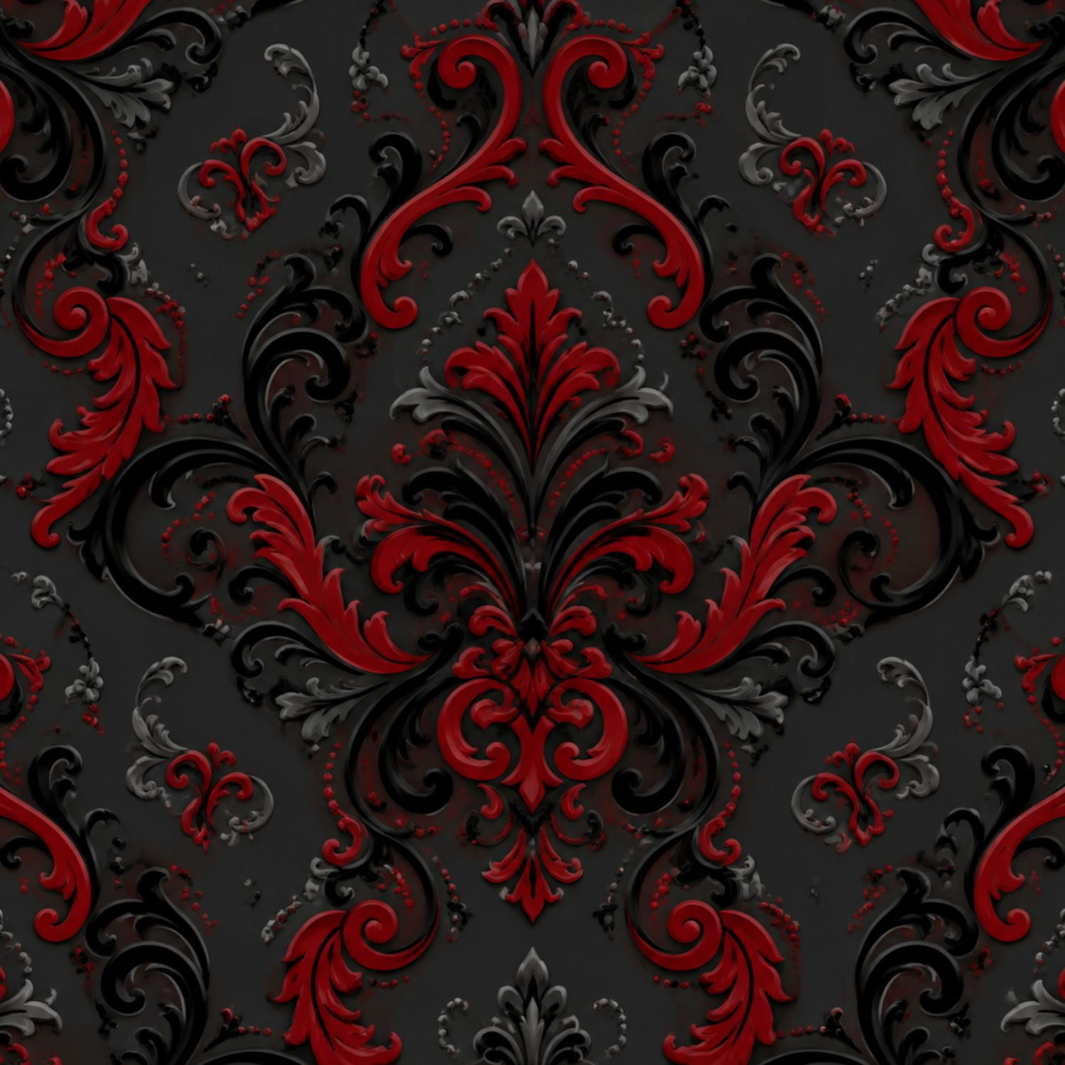 Peel and Stick Wallpaper 23.6in x 9.8ft Baroque Style Red Black Damask ...