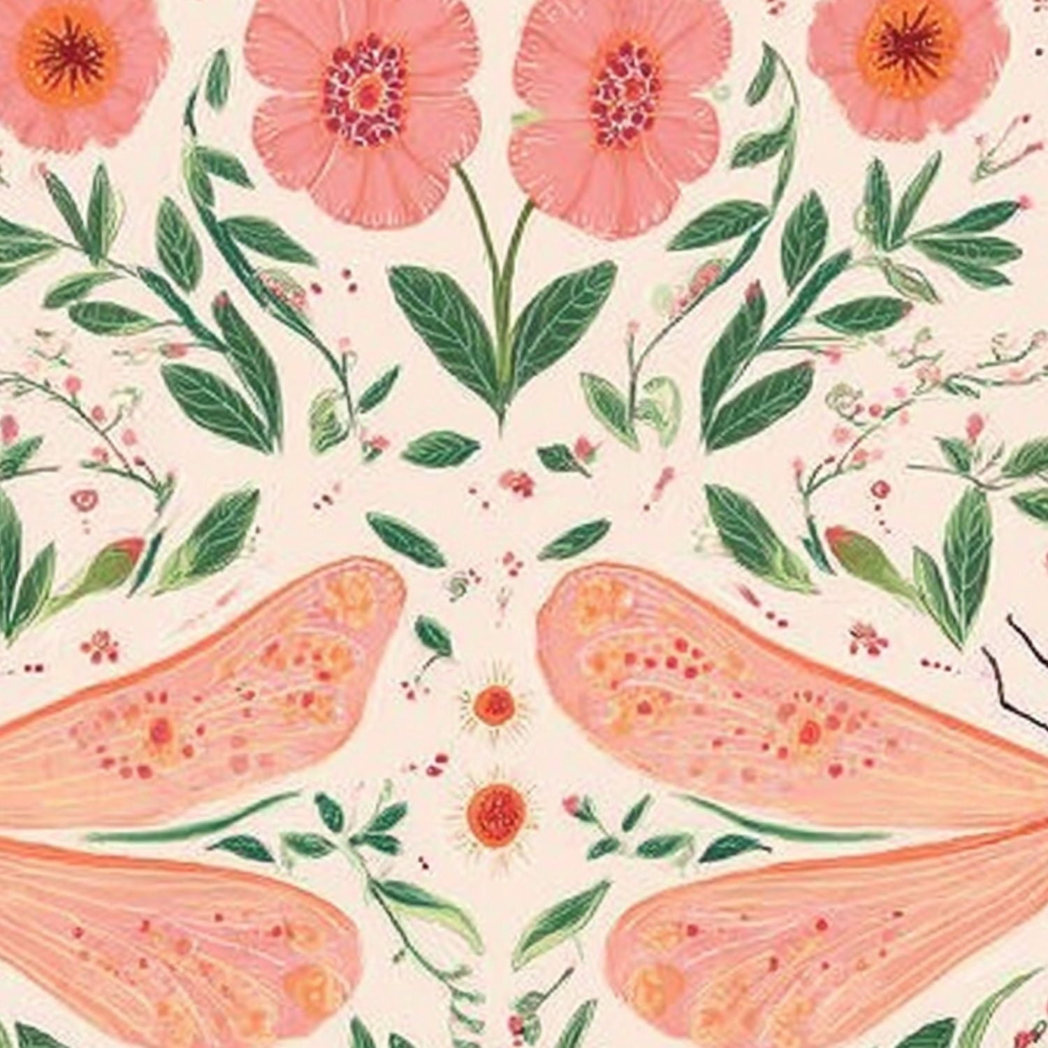 Peel and Stick Wallpaper 23.6in x 9.8ft Botanical Dragonfly Pink ...