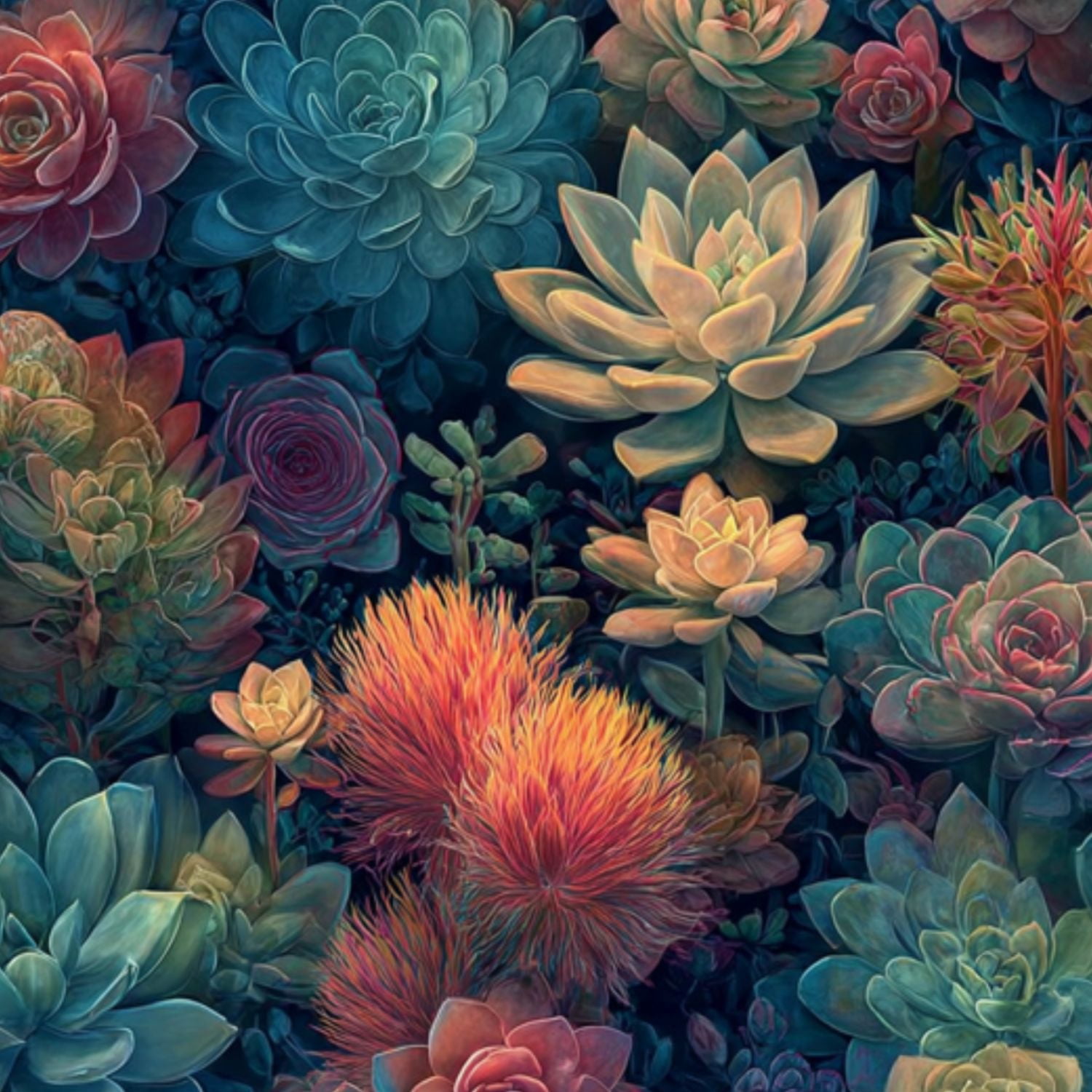 Peel and Stick Wallpaper 23.6in x 9.8ft Colorful Succulent Vibrant ...