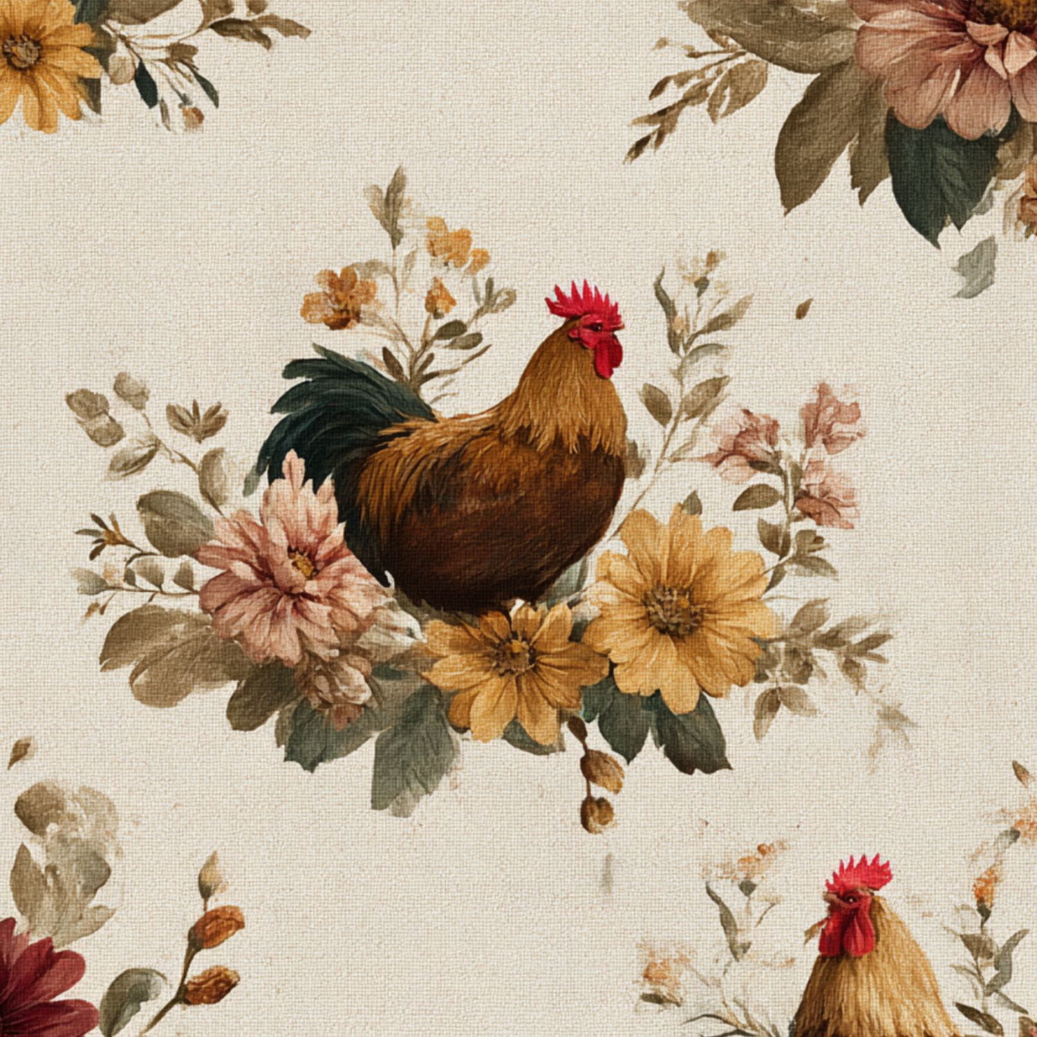 Peel and Stick Wallpaper 23.6in x 9.8ft Countryside Rooster Colors ...