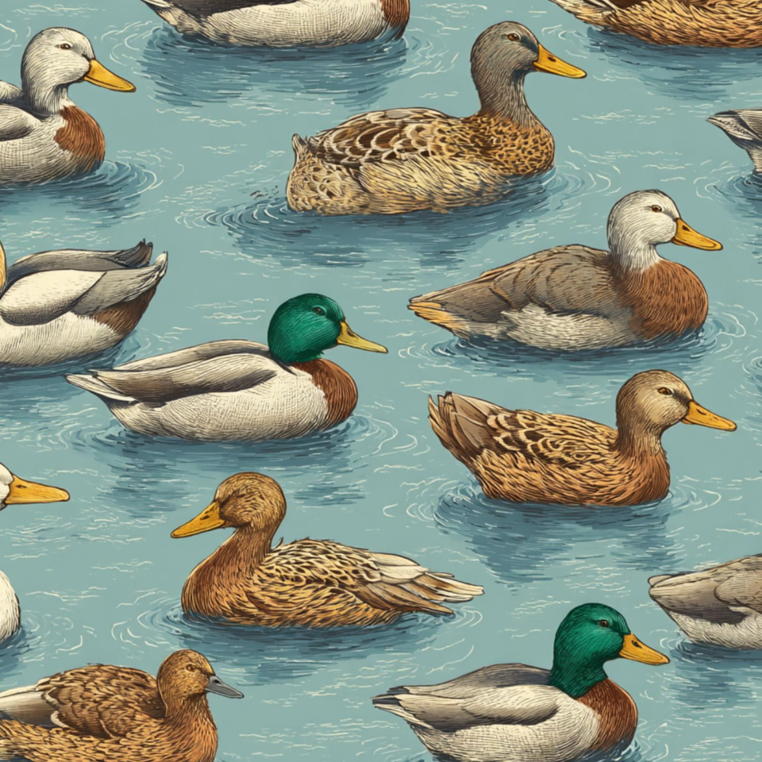Peel and Stick Wallpaper 23.6in x 9.8ft Ducks Swimming Calm Water ...