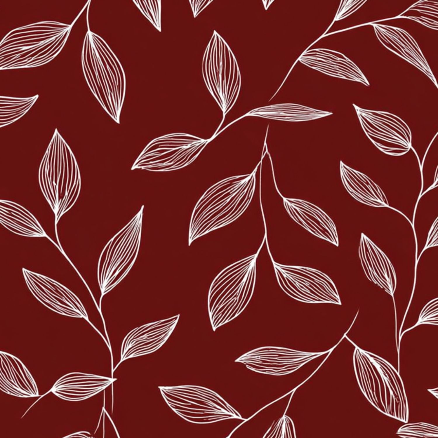 Peel and Stick Wallpaper 23.6in x 9.8ft Elegant White Leaf Deep Red ...