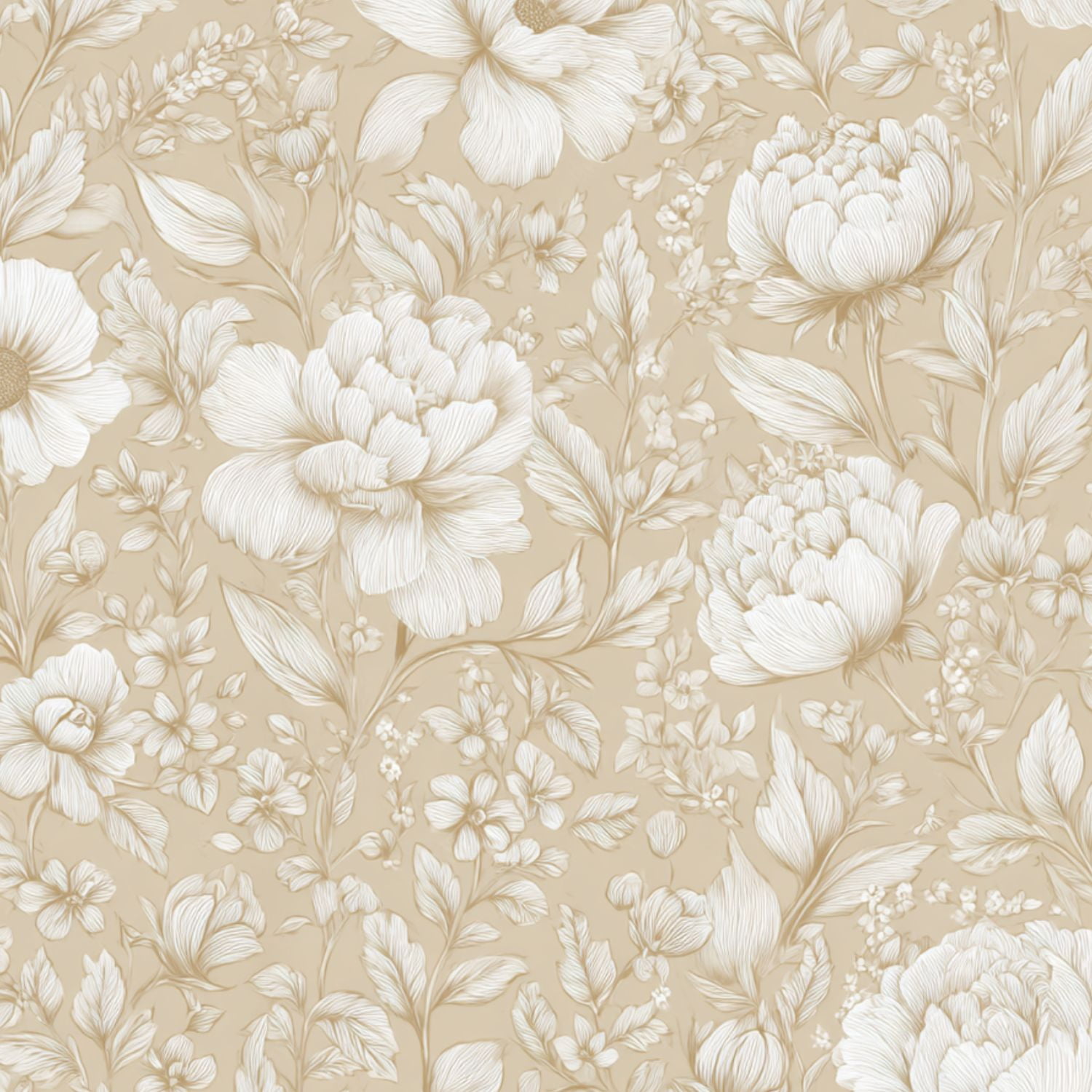 Peel and Stick Wallpaper 23.6in x 9.8ft Floral White Peonies Delicate ...
