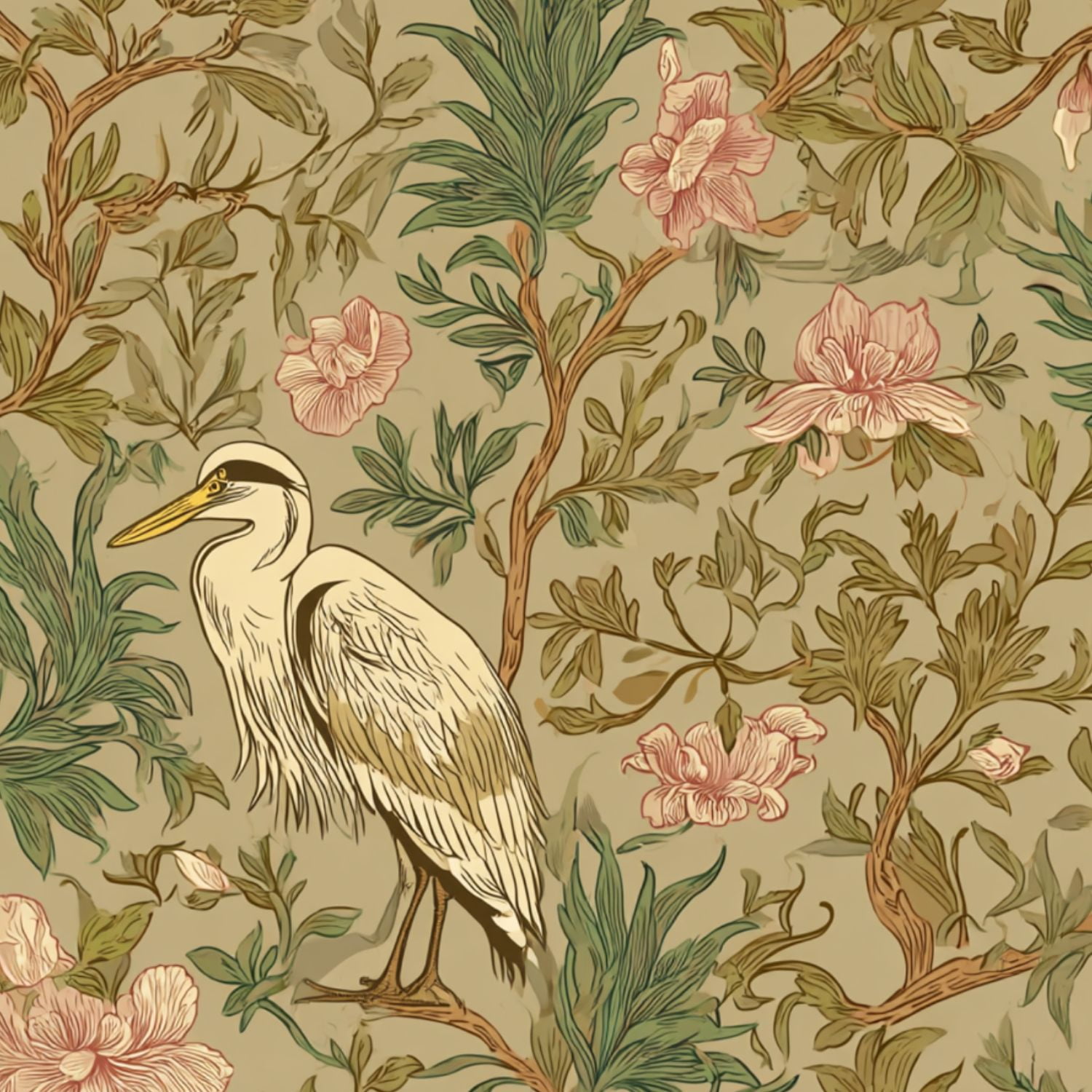 Peel and Stick Wallpaper 23.6in x 9.8ft Heron Floral Botanical Soft ...