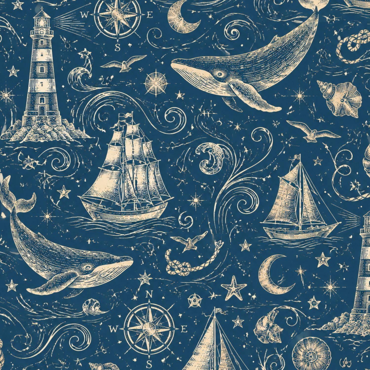Peel and Stick Wallpaper 23.6in x 9.8ft Nautical Ocean Lighthouses ...