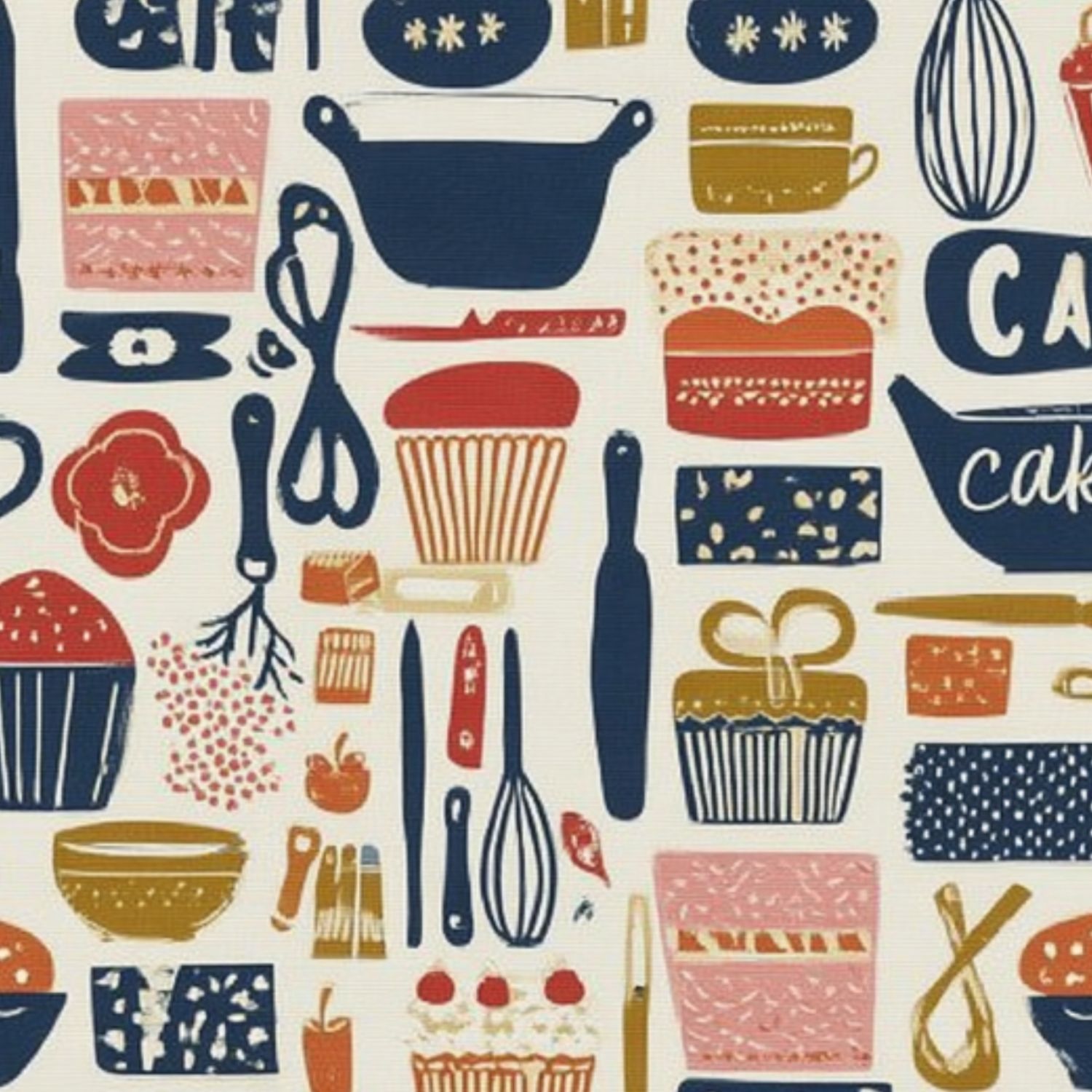 Peel and Stick Wallpaper 23.6in x 9.8ft Retro Baking Cakes Cupcakes ...