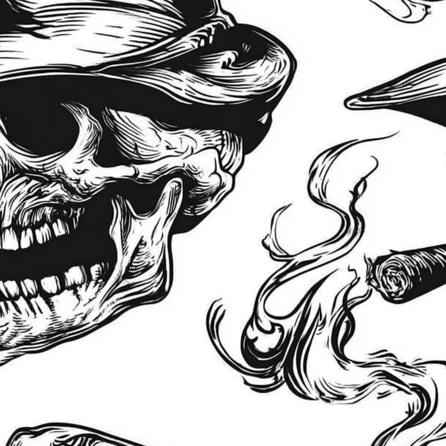 Peel and Stick Wallpaper 23.6in x 9.8ft Vintage Skull Cigarette Hat ...