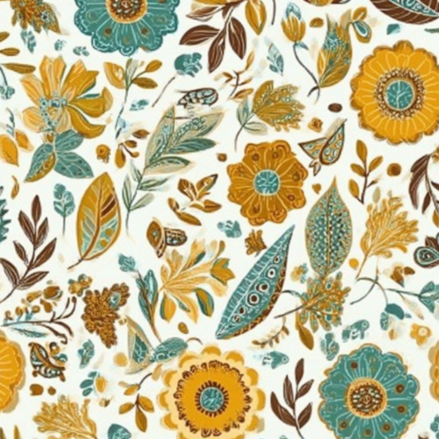 Peel and Stick Wallpaper 23.6in x 9.8ft Whimsical Teal Gold Floral ...