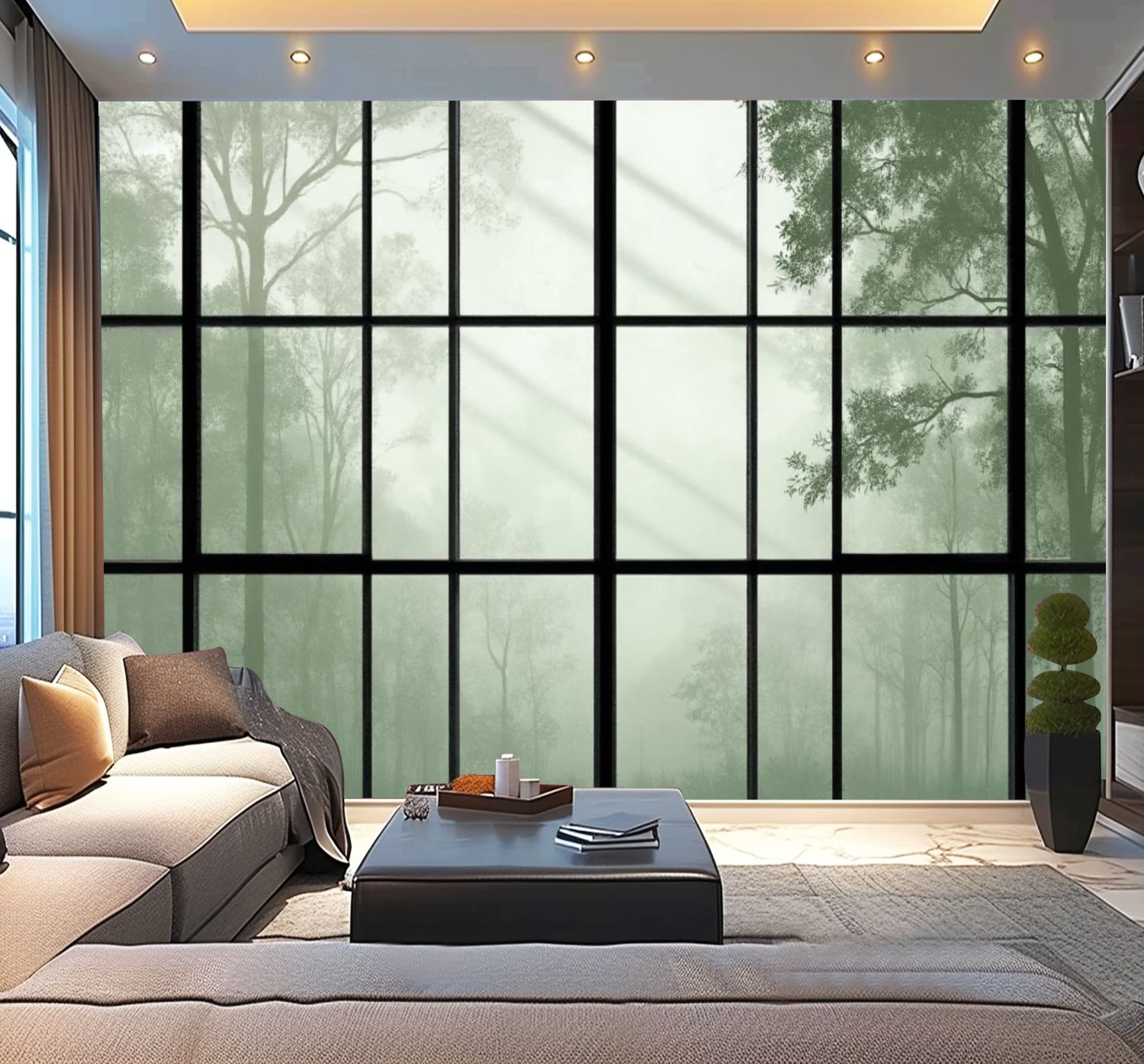 Peel and Stick Wallpaper 3D Forest Glass Window 3D Foggy Forest Window ...