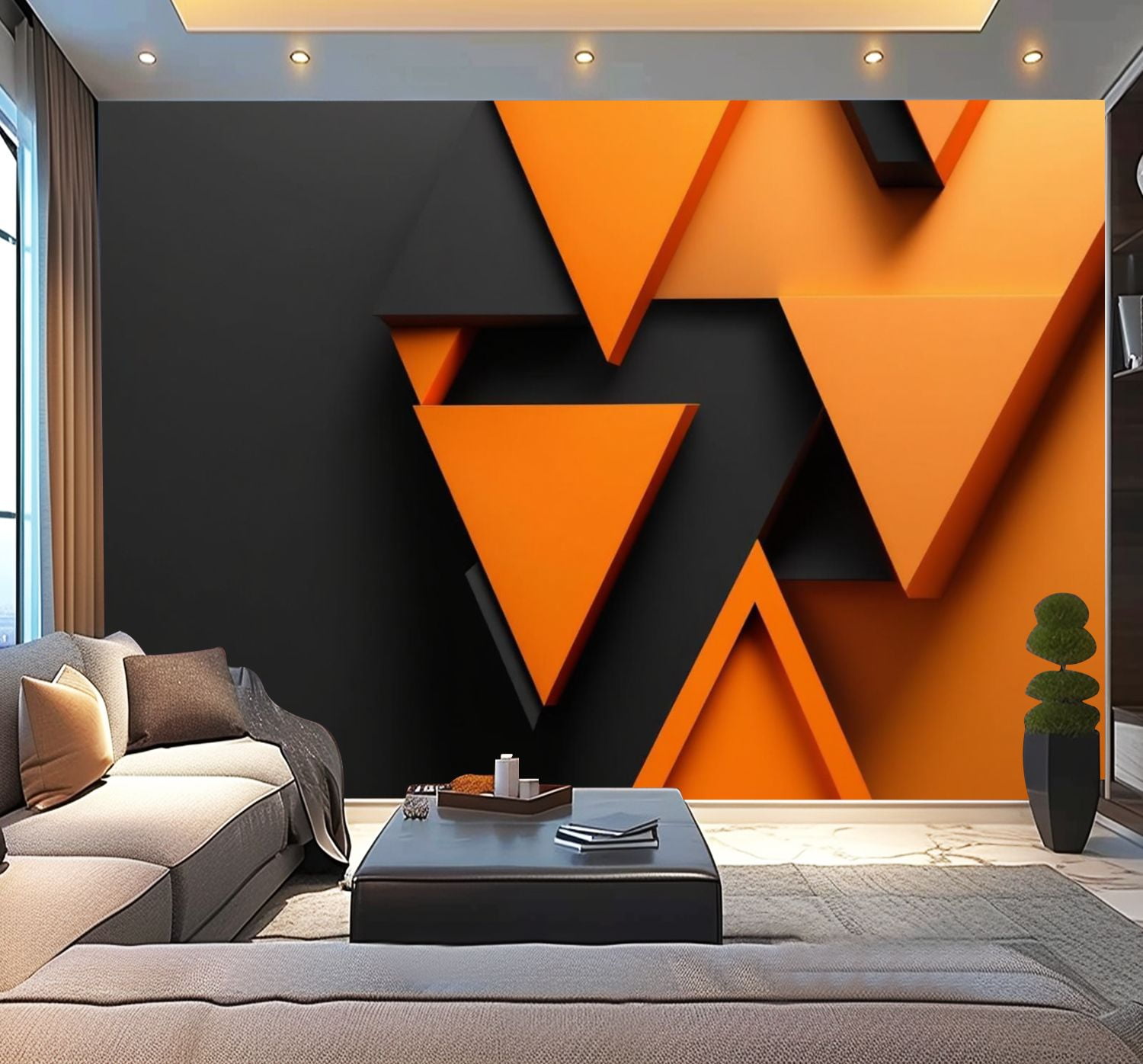 Peel and Stick Wallpaper 3D Geometry Abstract Triangles Sharp Edges ...