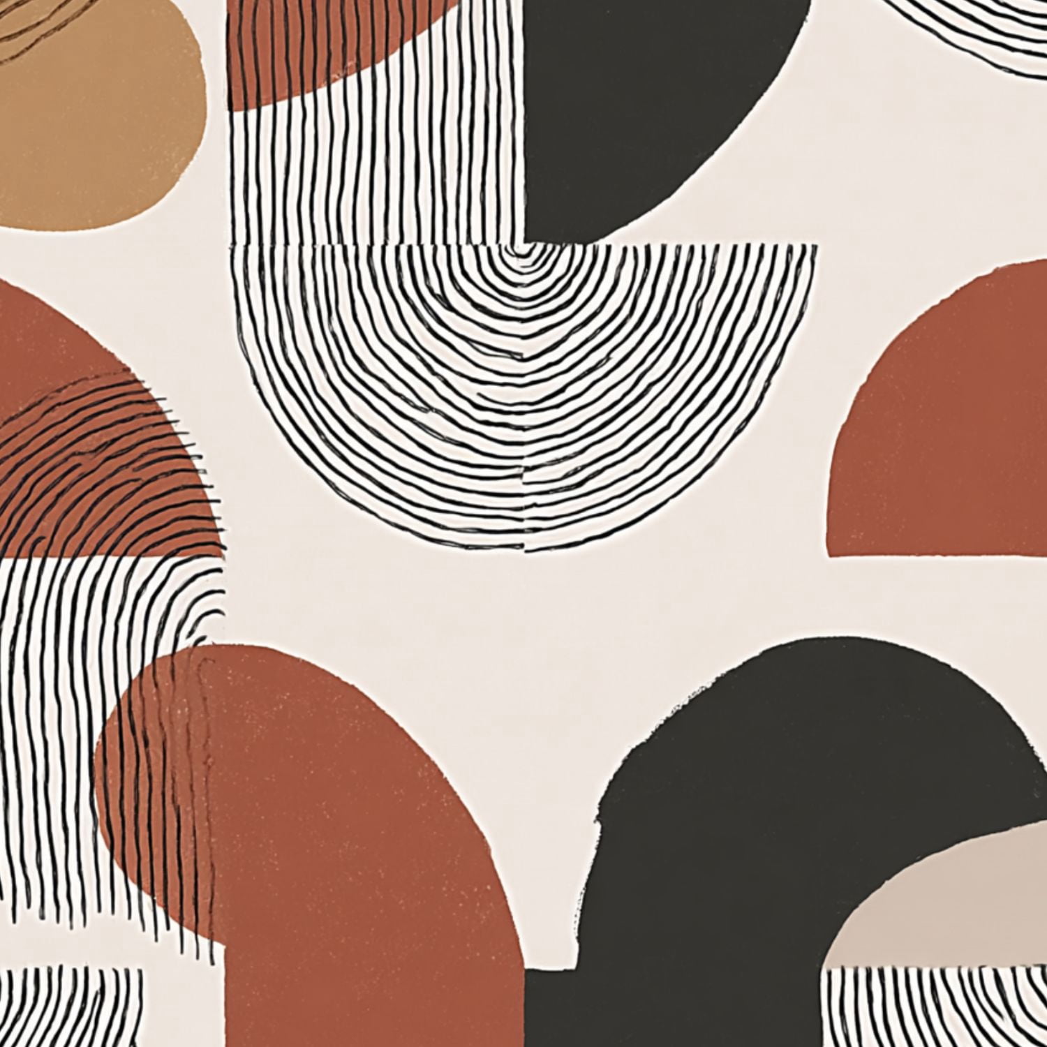 Peel and Stick Wallpaper Abstract Geometric Art Curved Lines Bold ...