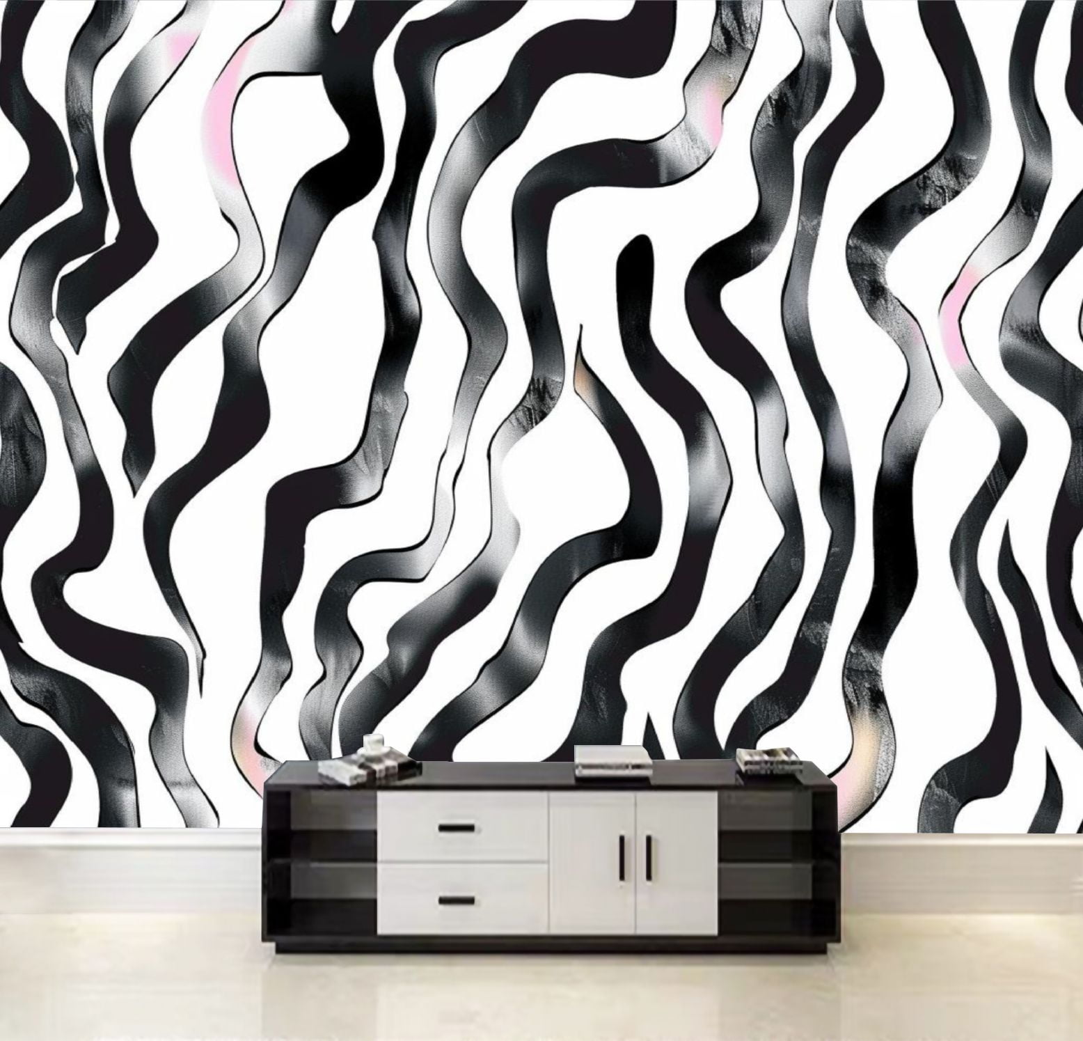 Peel and Stick Wallpaper Abstract Hand Drawing Geometric Liquid Swirls ...