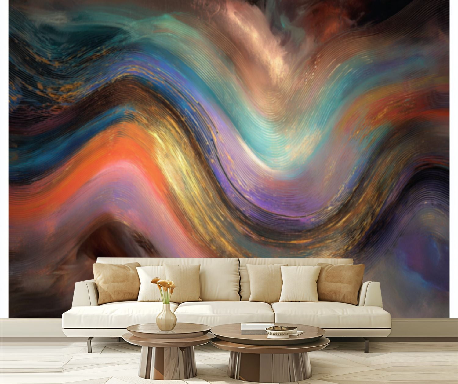 Peel and Stick Wallpaper Abstract Waves Colorful Flowing Stripes ...