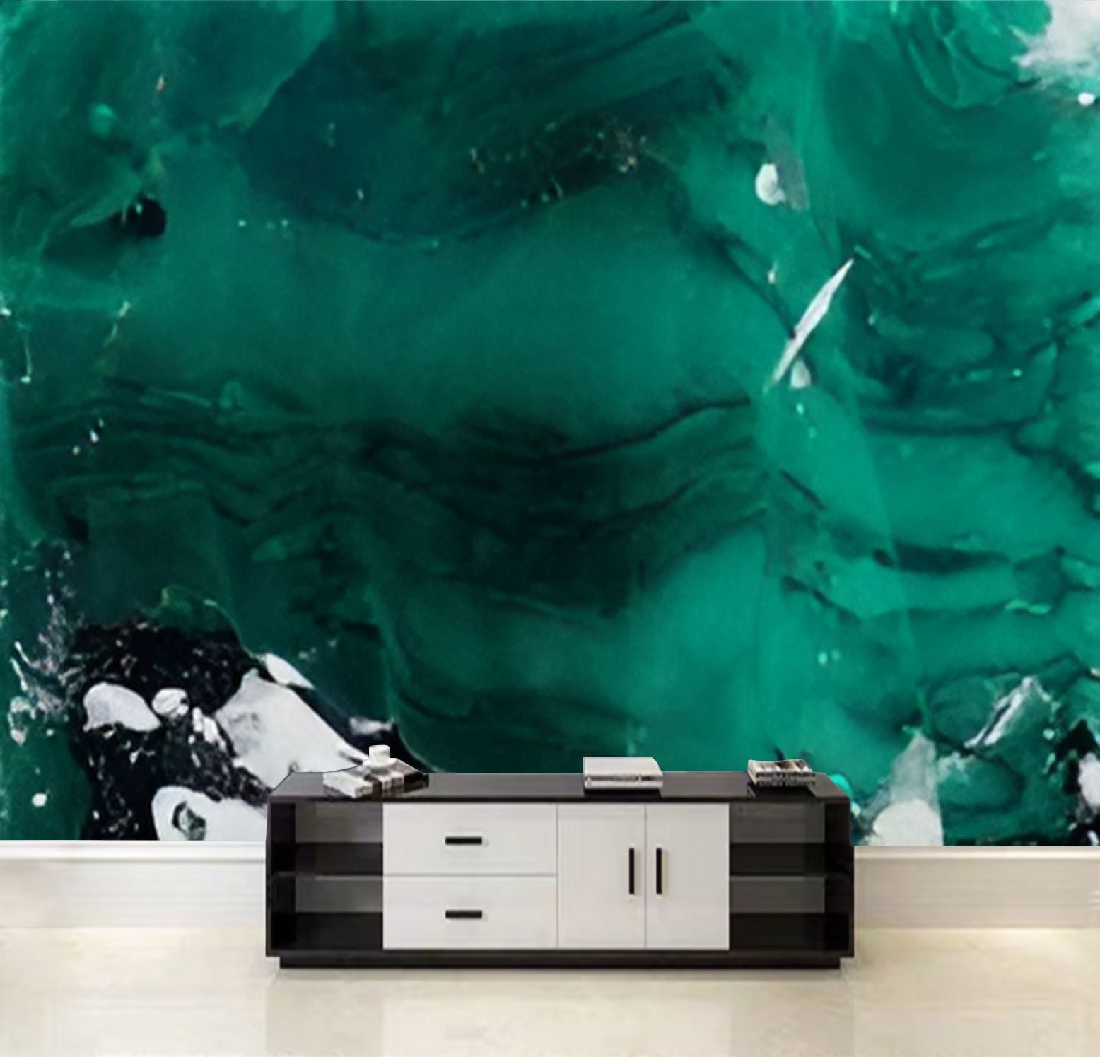 Peel and Stick Wallpaper Abstract emerald made texture Marbling for ...