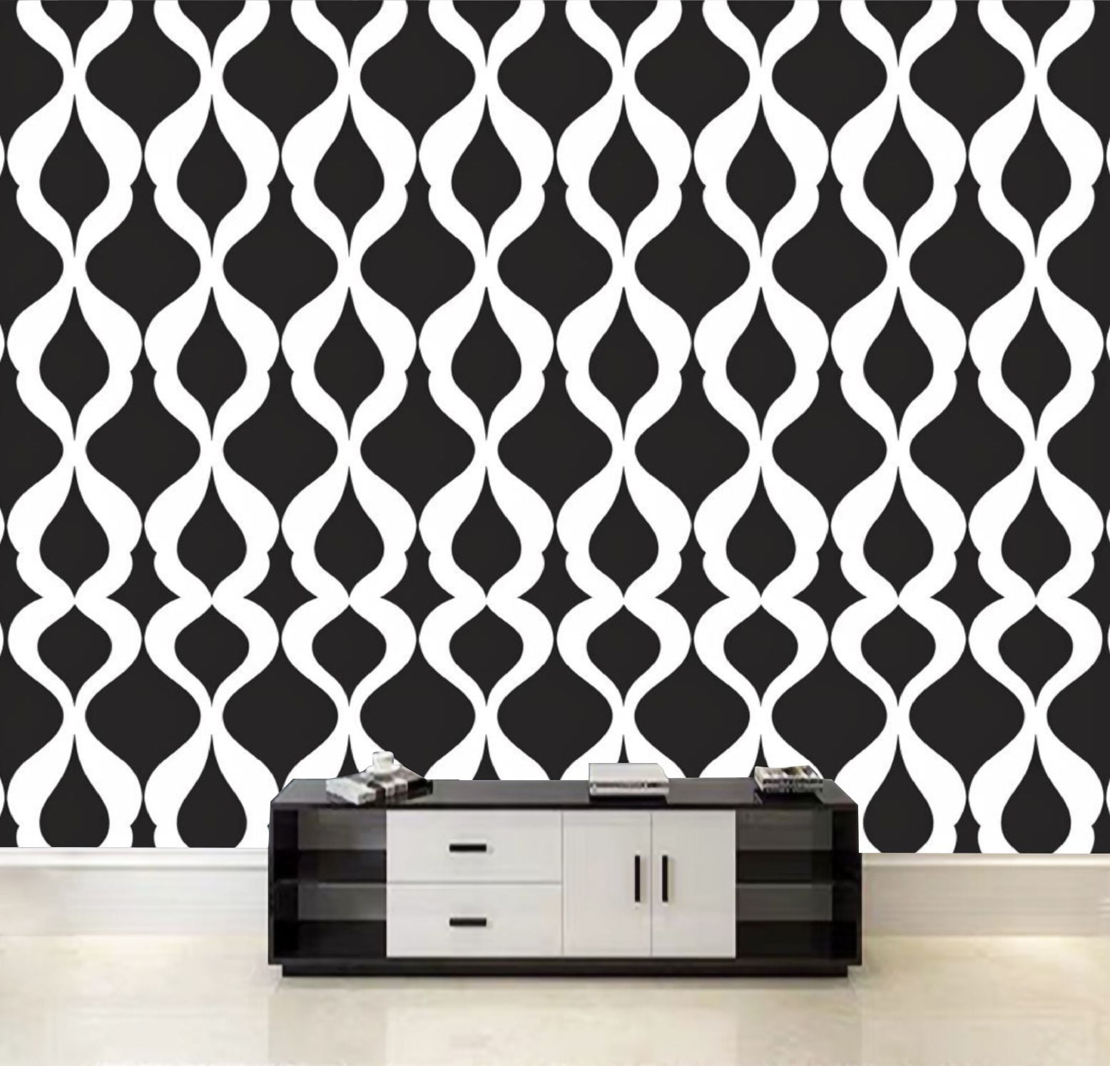 Peel and Stick Wallpaper Abstract geometric pattern A seamless Black ...