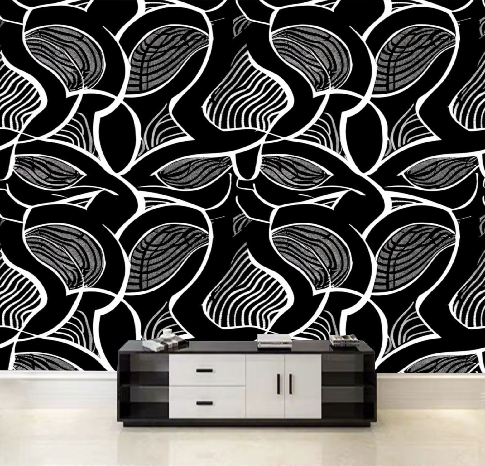 Peel and Stick Wallpaper Abstract seamless pattern curling lines grid ...