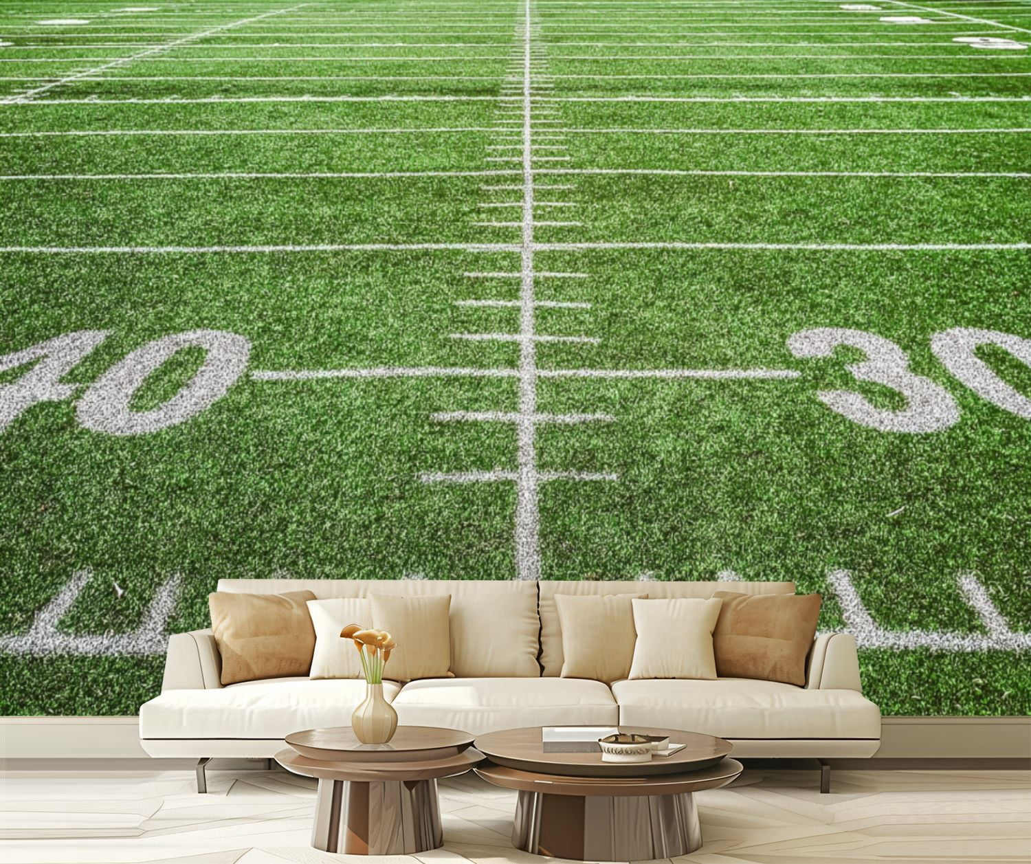 Peel and Stick Wallpaper American football field yard lines View from ...
