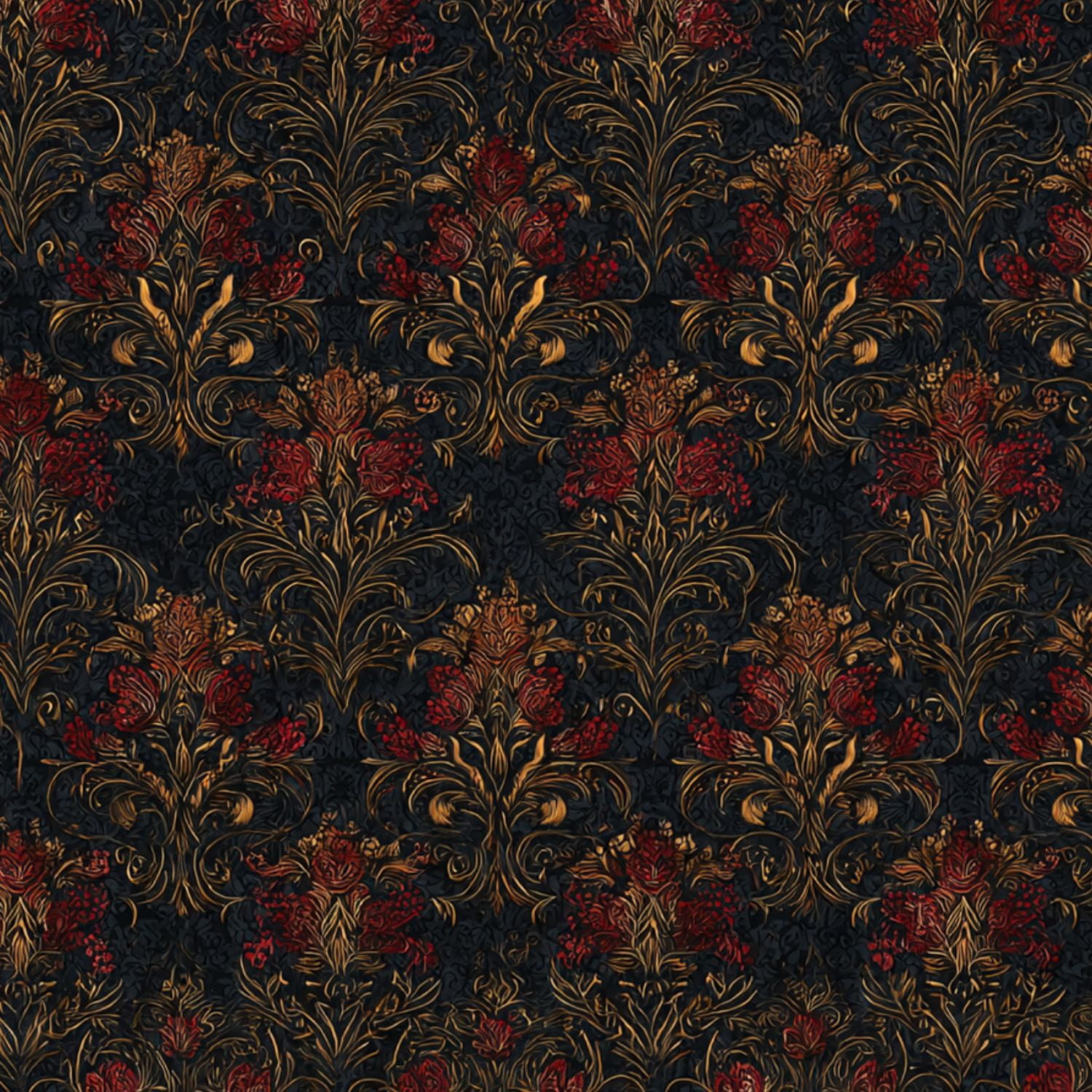 Peel and Stick Wallpaper Baroque Elegant Vintage Floral Damask Red Gold ...