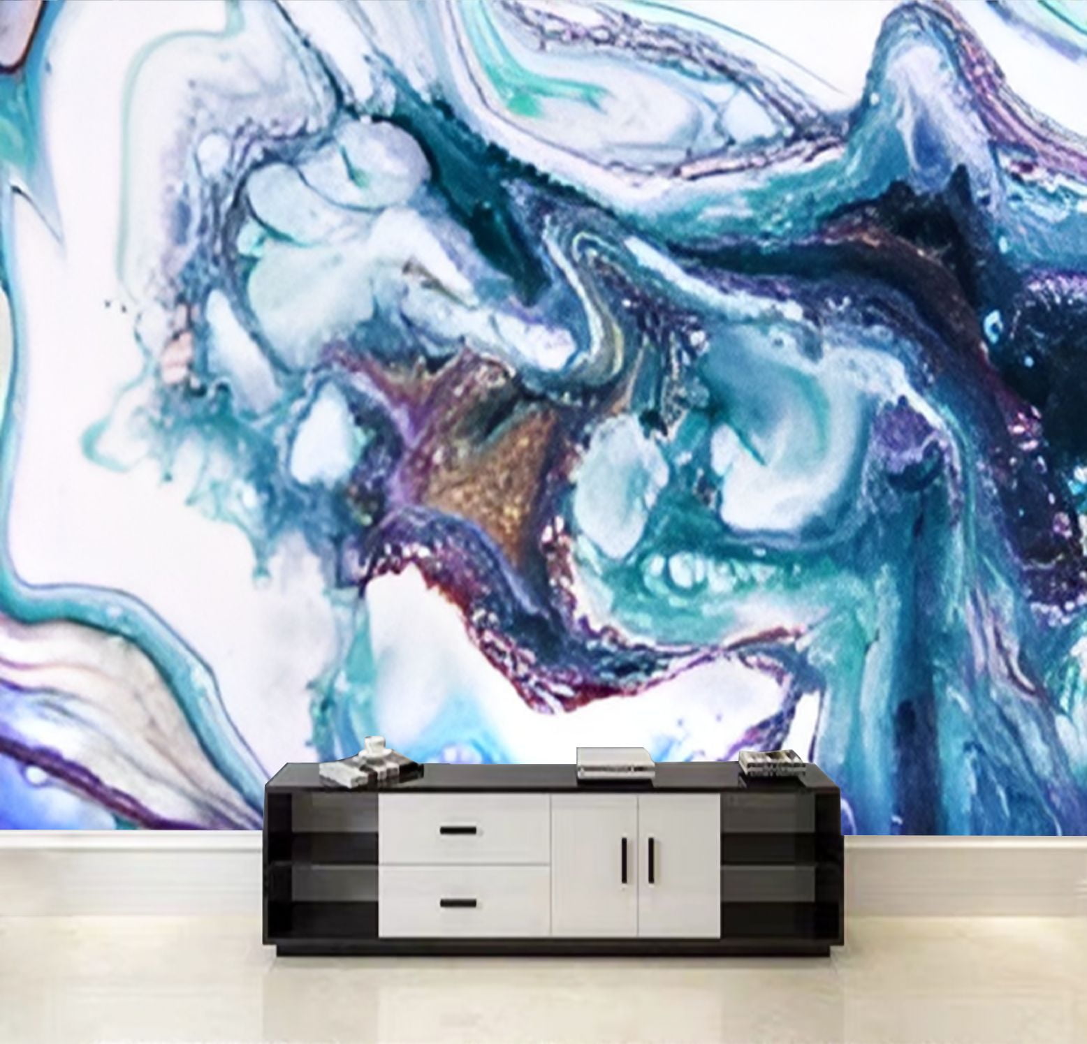 Peel and Stick Wallpaper Beautiful abstract Golden dark blue mixed ...