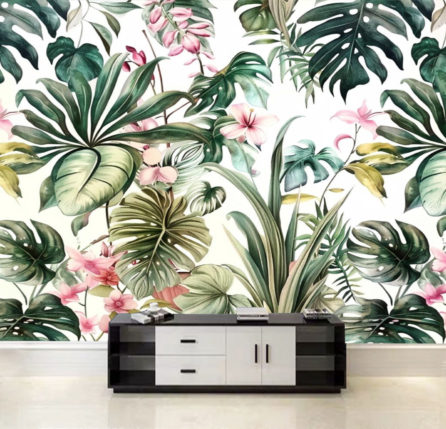 Peel and Stick Wallpaper Beautiful seamless tropical floral pattern ...
