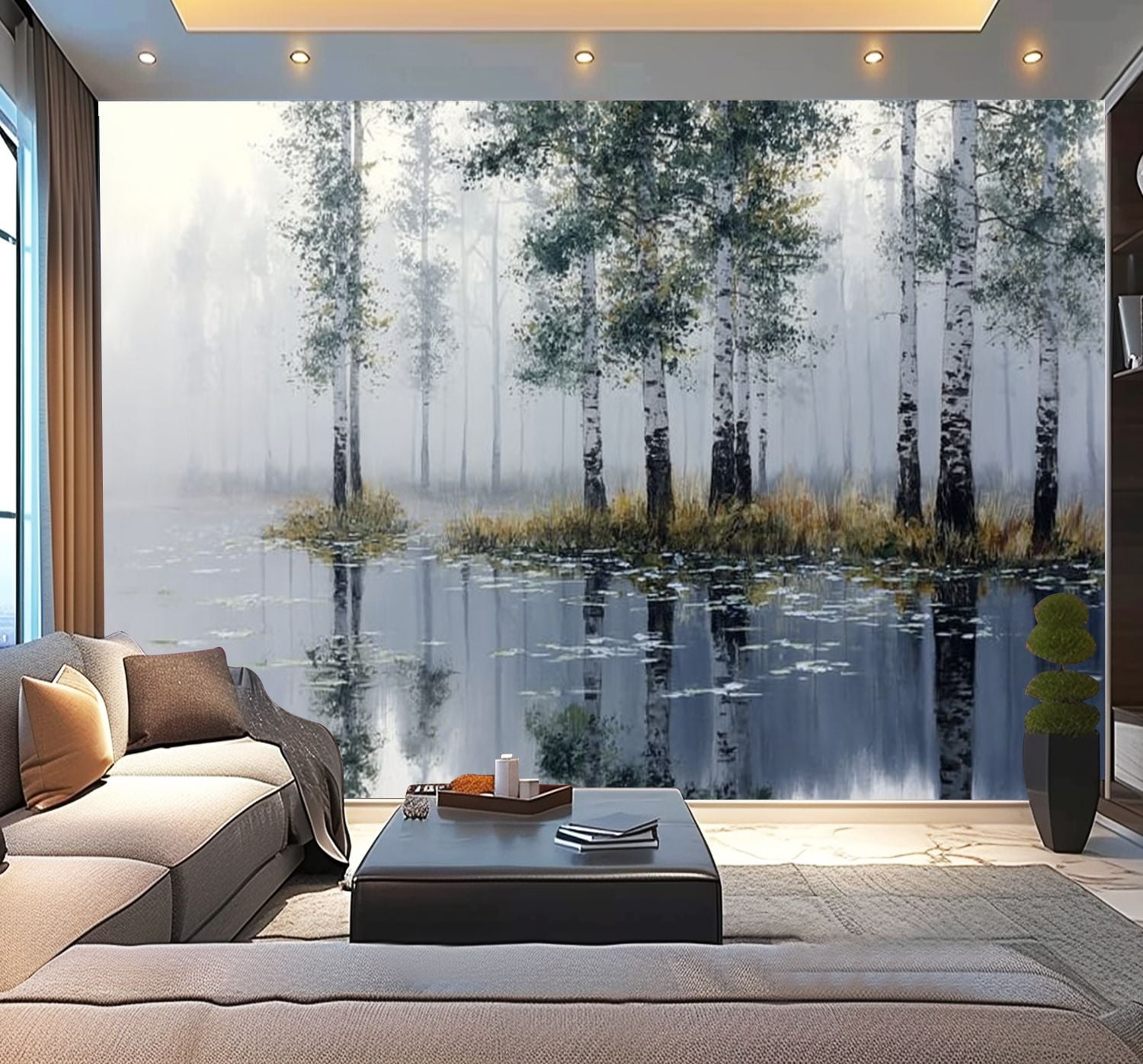 Peel and Stick Wallpaper Birch Trees Abstract Forest Branches Landscape ...